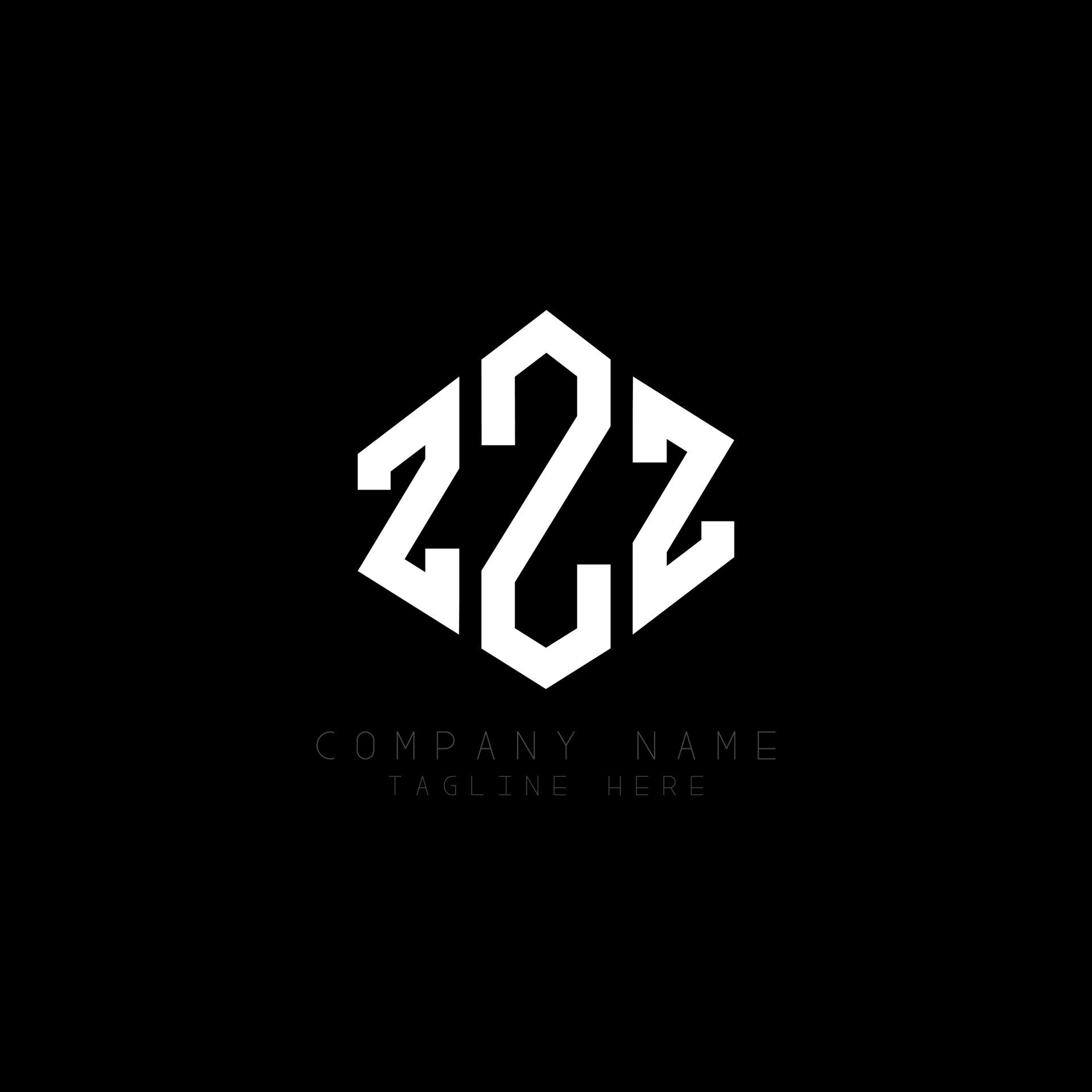 ZZZ letter logo design with polygon shape. ZZZ polygon and cube shape logo design. ZZZ hexagon ...