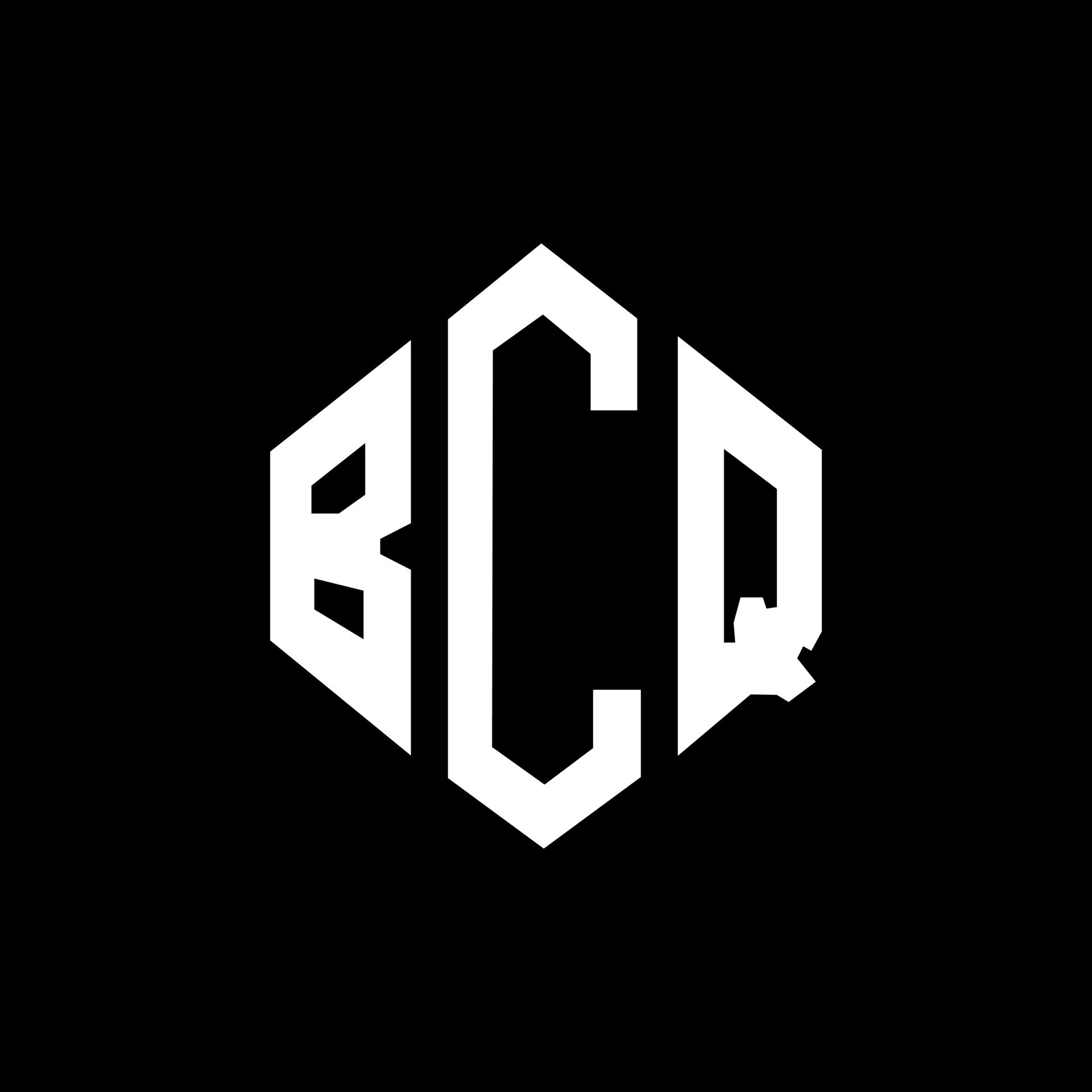 diseño de logotipo de letra bcq con forma de polígono. diseño de logotipo en forma de cubo y ...