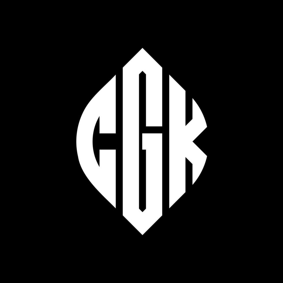 Diseño de logotipo de letra de círculo cgk con forma de círculo y elipse. cgk letras elipses con ...