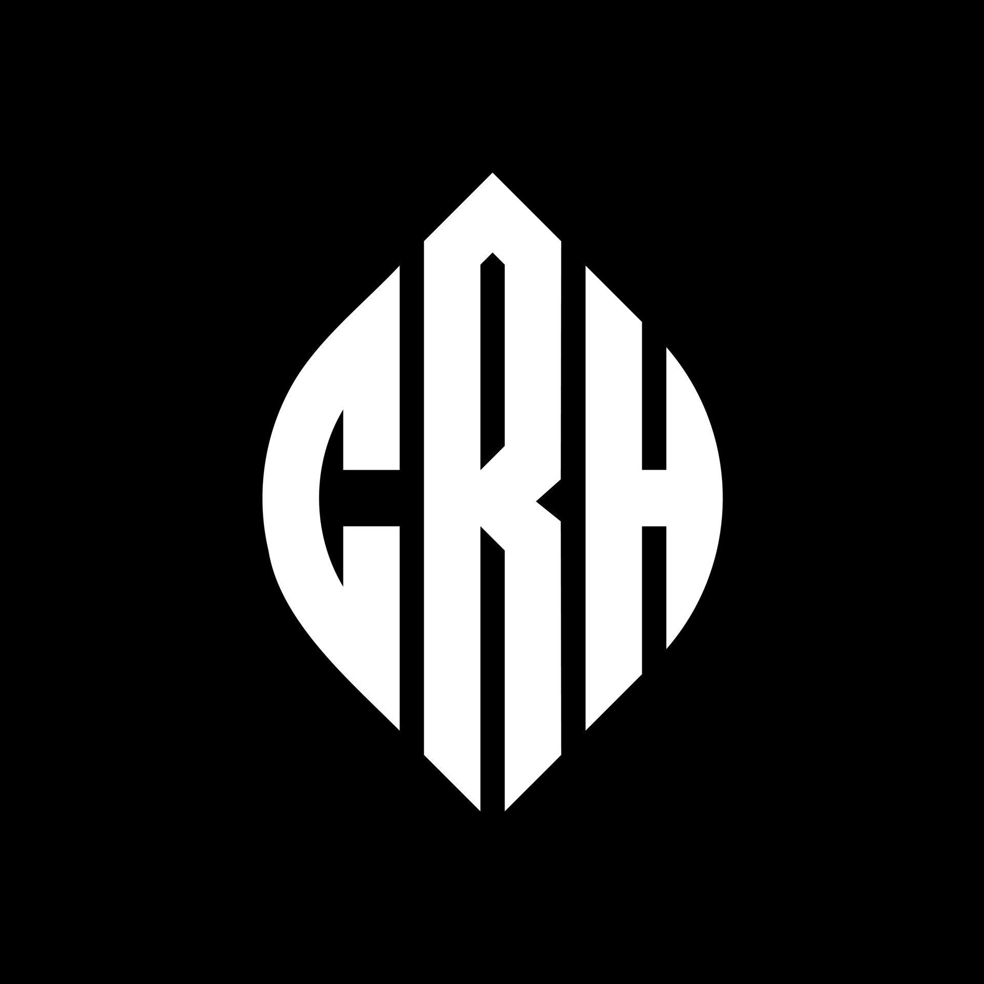 diseño de logotipo de letra de círculo crh con forma de círculo y elipse. crh letras elipses con ...