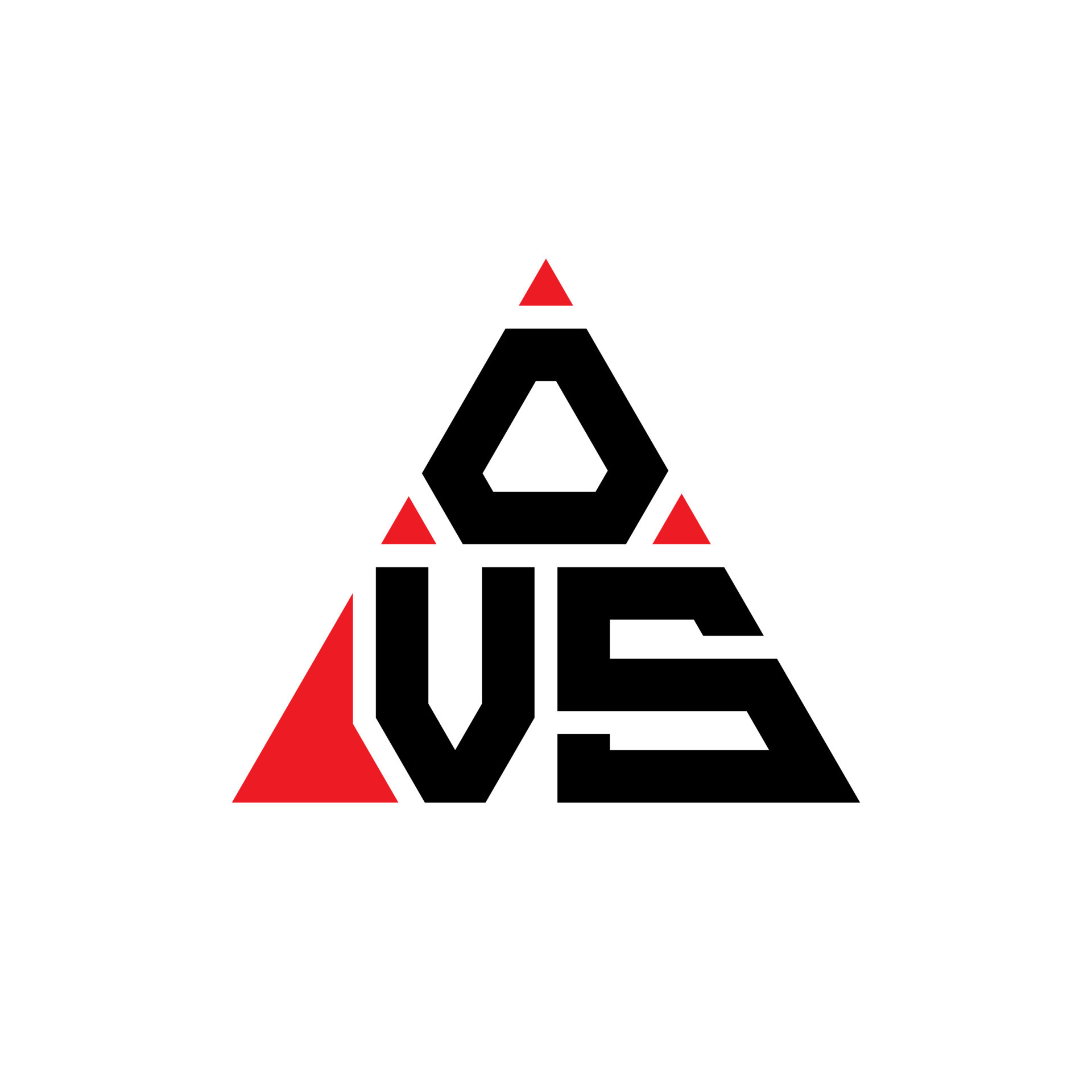 diseño de logotipo de letra triangular ovs con forma de triángulo. monograma de diseño del ...