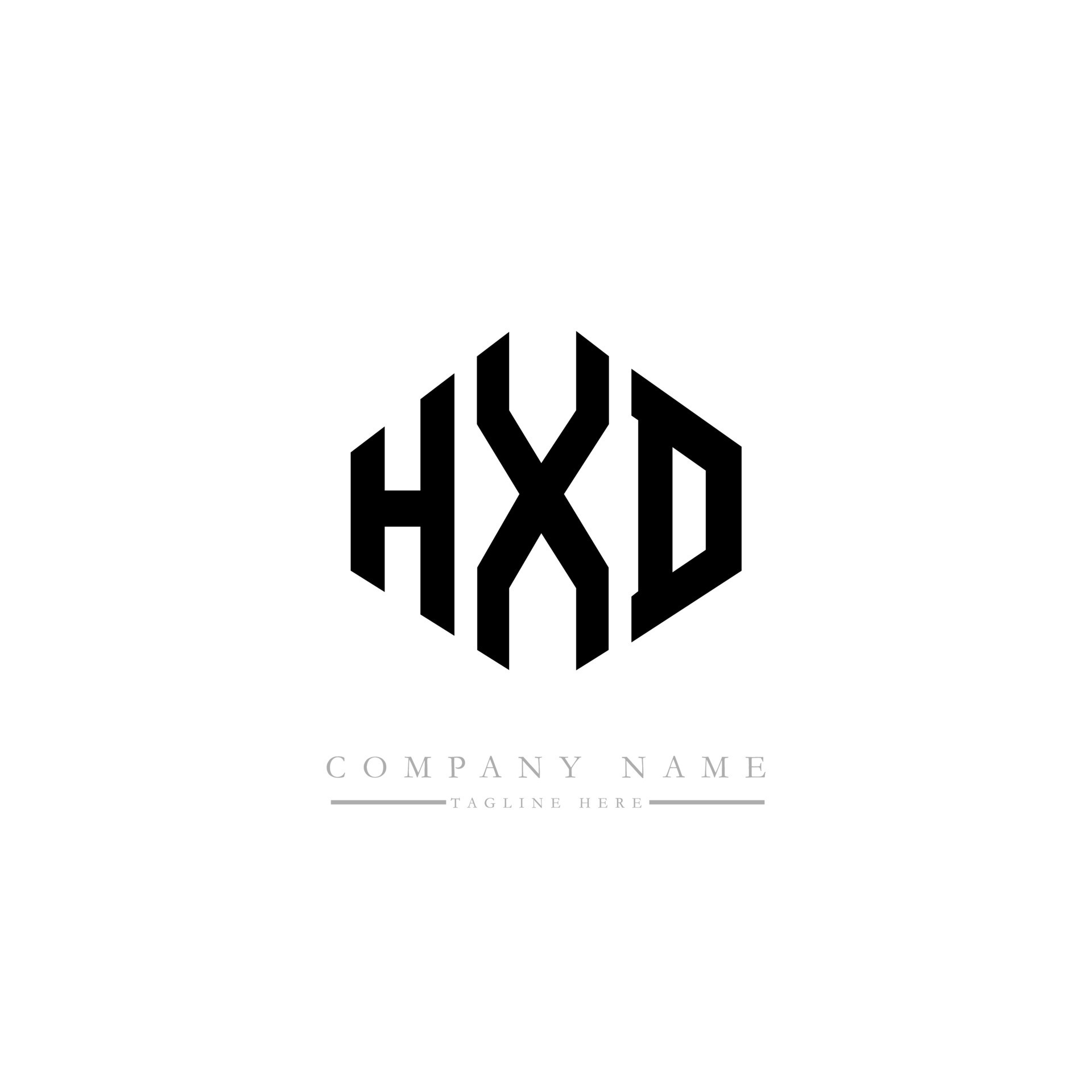 diseño de logotipo de letra hxd con forma de polígono. diseño de logotipo en forma de cubo y ...