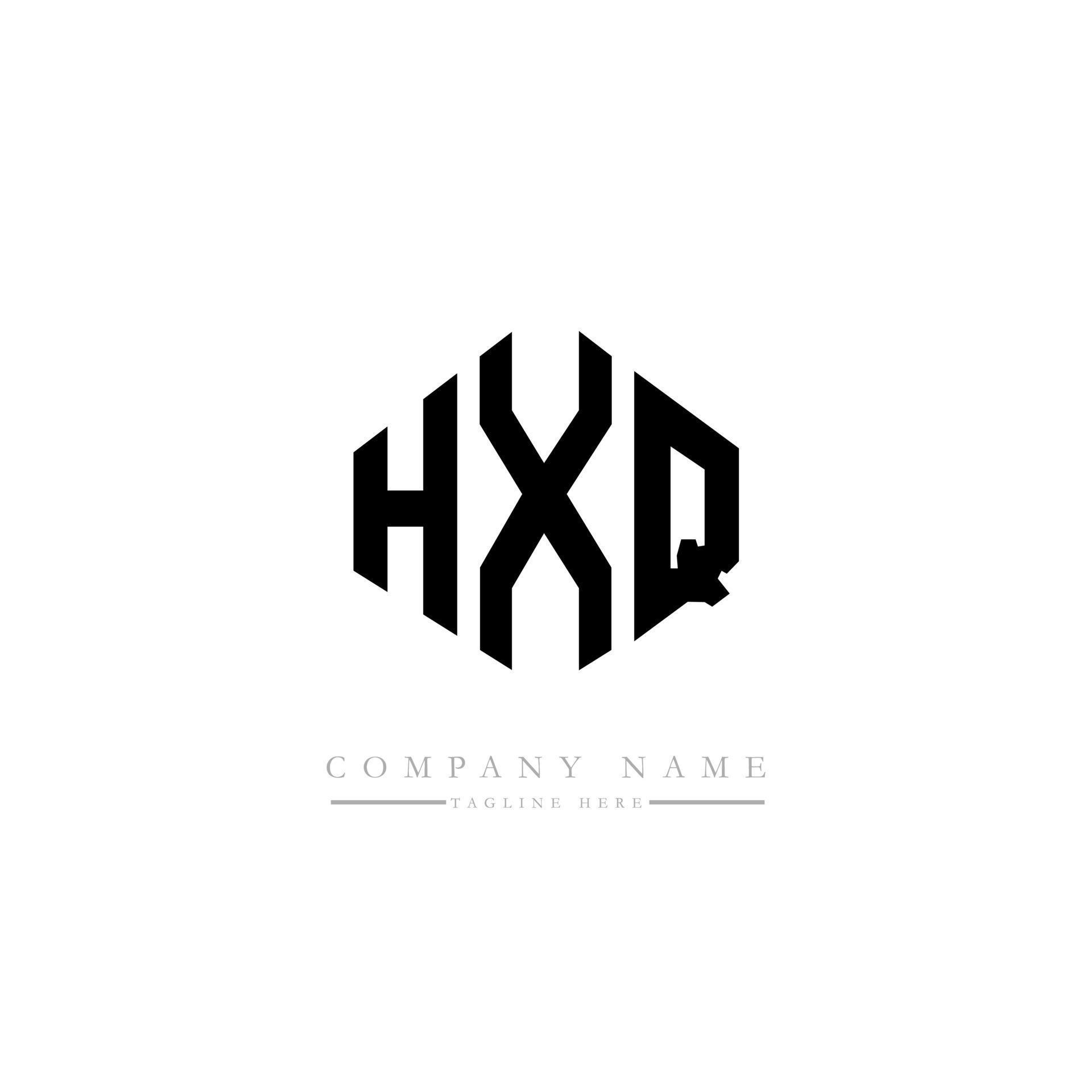 diseño de logotipo de letra hxq con forma de polígono. diseño de logotipo en forma de cubo y ...