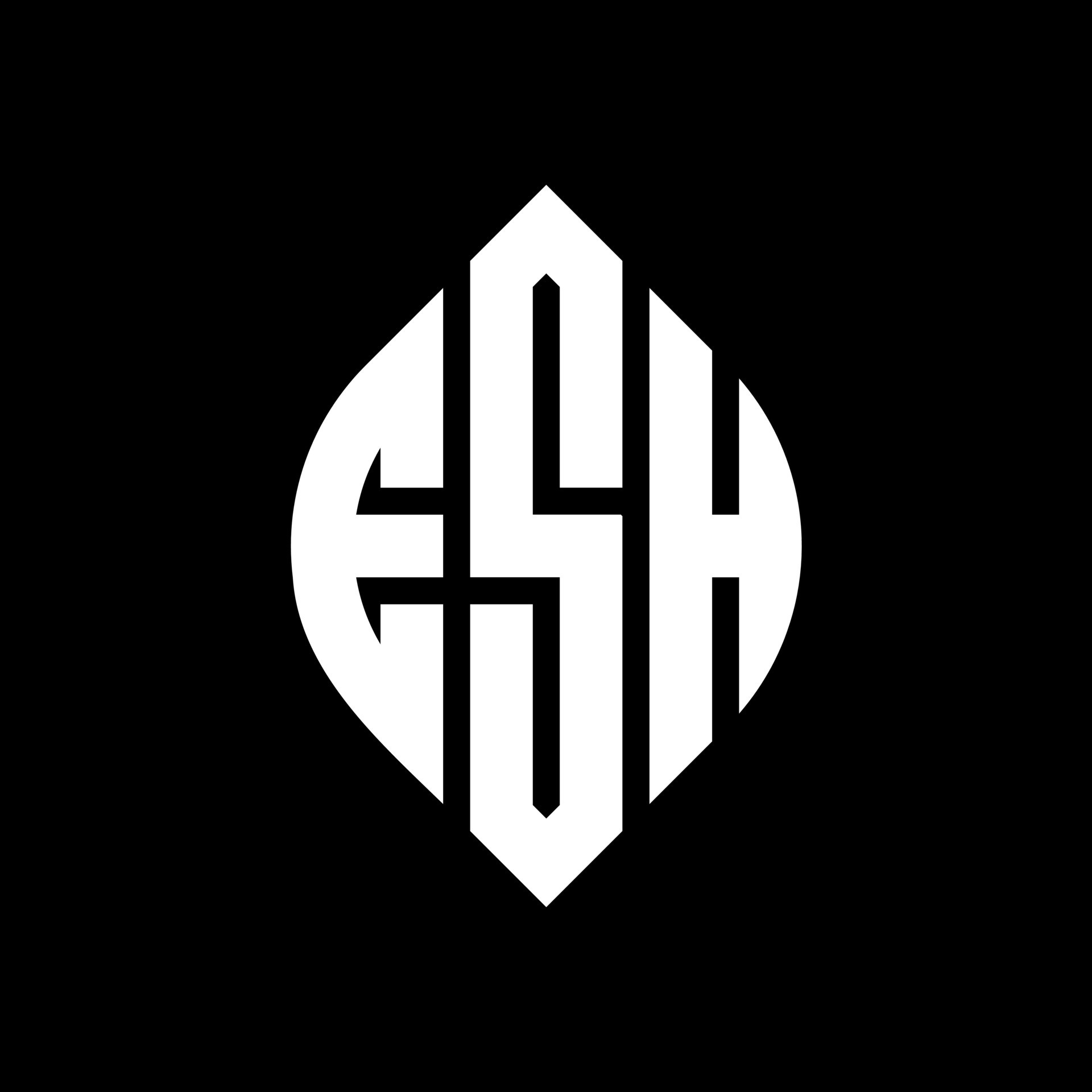 diseño de logotipo de letra de círculo esh con forma de círculo y elipse. esh letras elipses con ...
