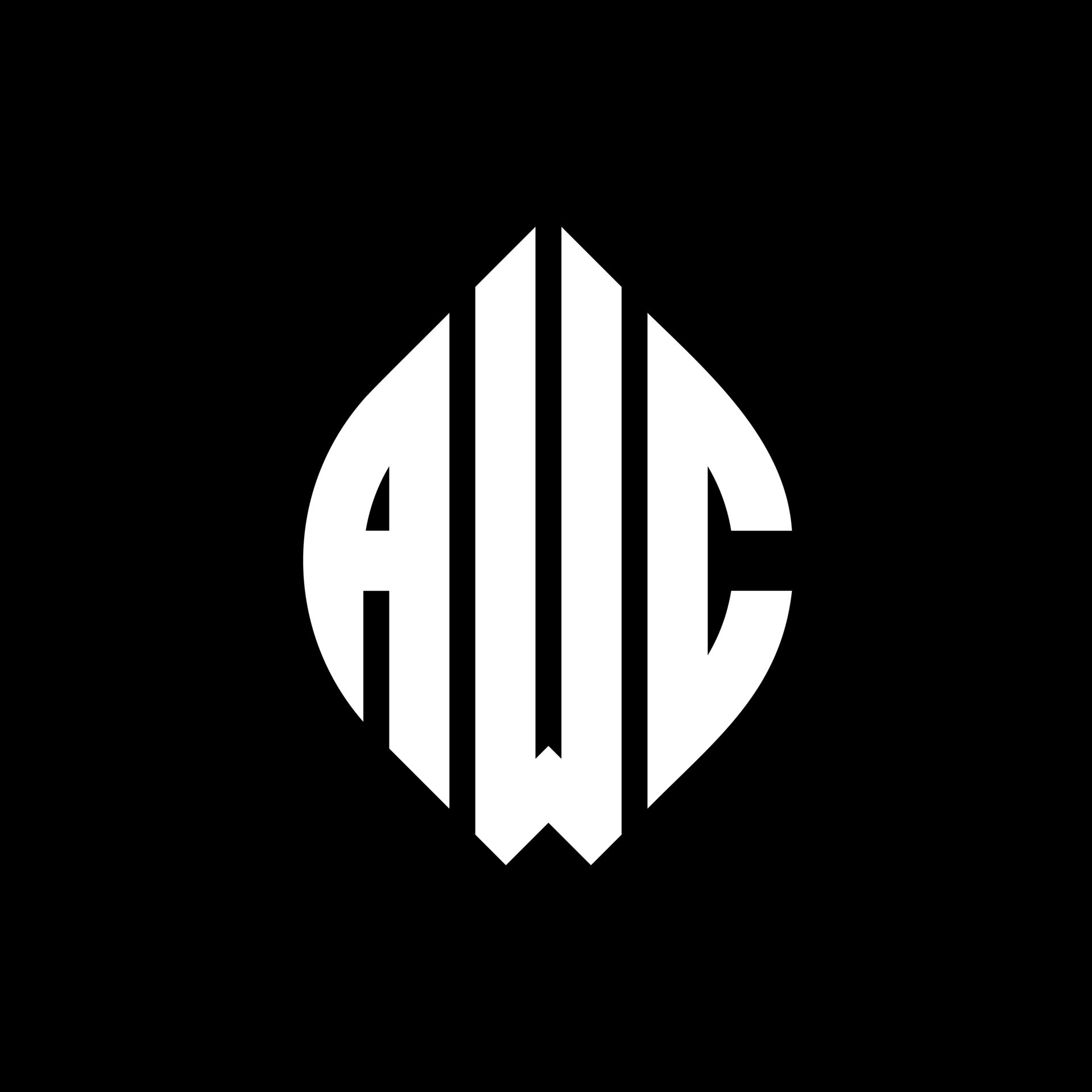diseño de logotipo de letra de círculo awc con forma de círculo y elipse. awc letras elipses con ...