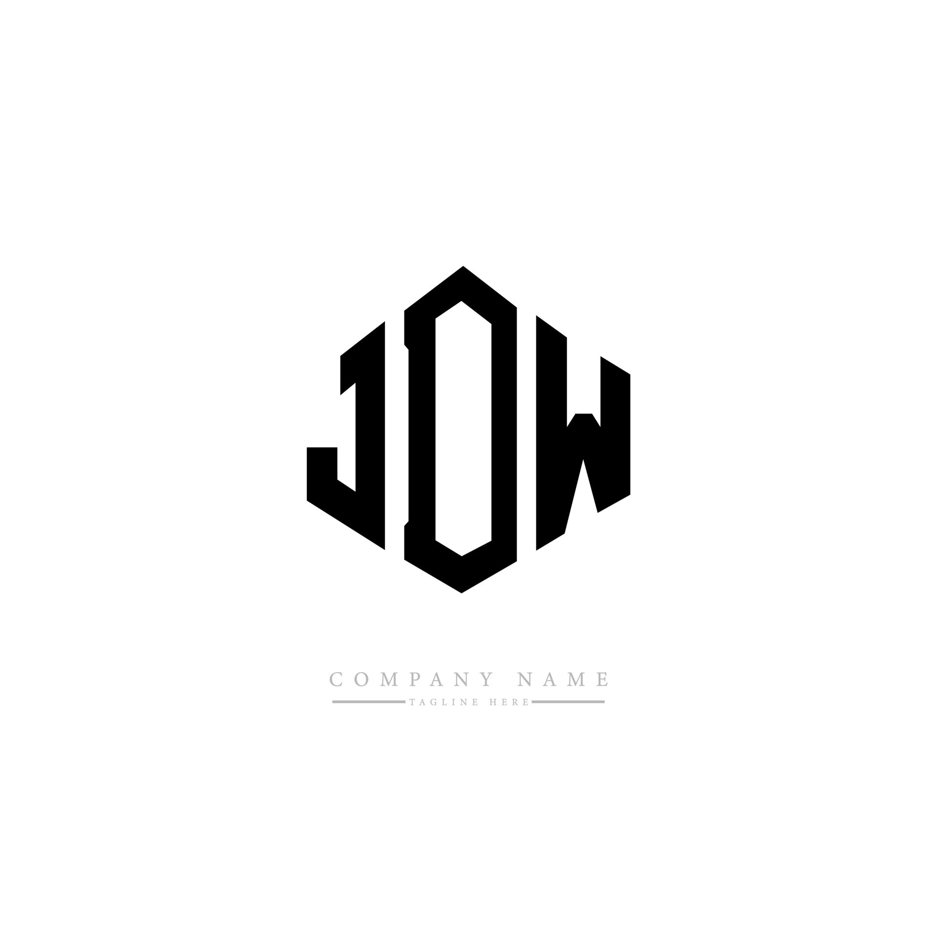 JDW letter logo design with polygon shape. JDW polygon and cube shape logo design. JDW hexagon ...