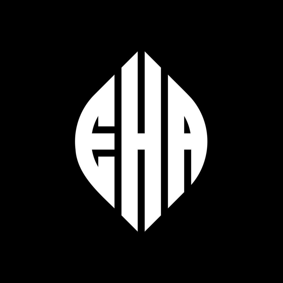 diseño de logotipo de letra de círculo eha con forma de círculo y elipse. eha letras elipses con ...
