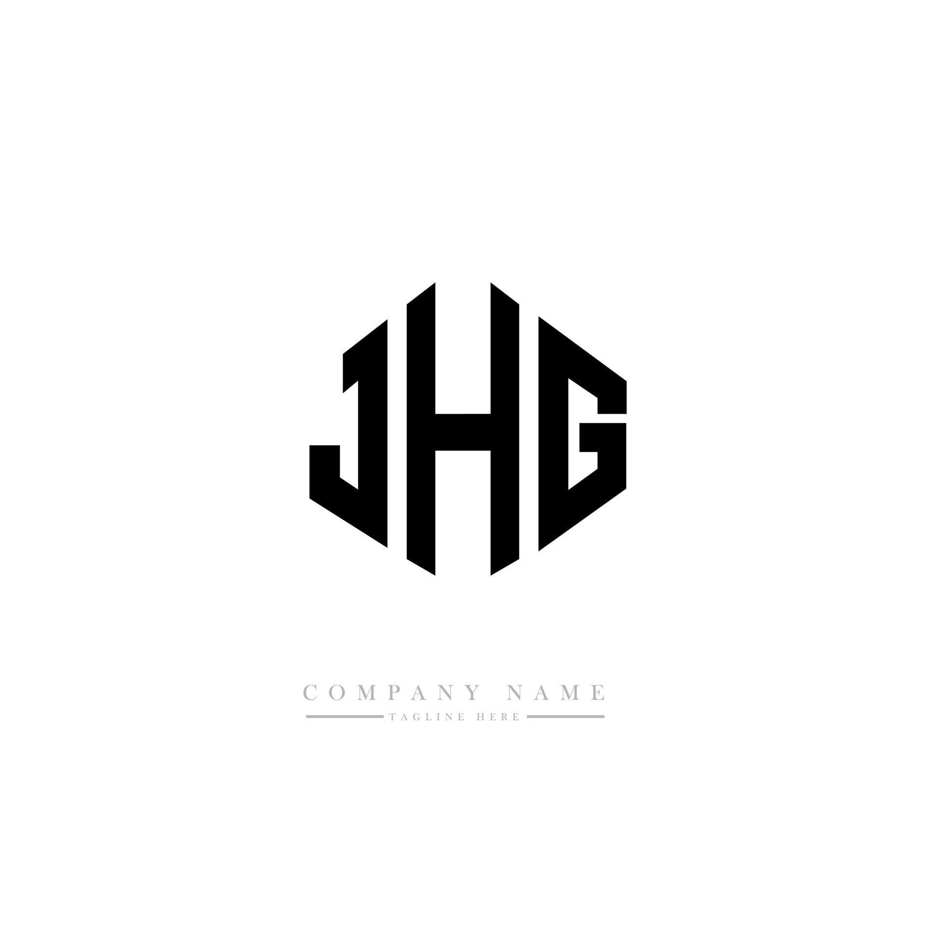 JHG letter logo design with polygon shape. JHG polygon and cube shape logo design. JHG hexagon ...
