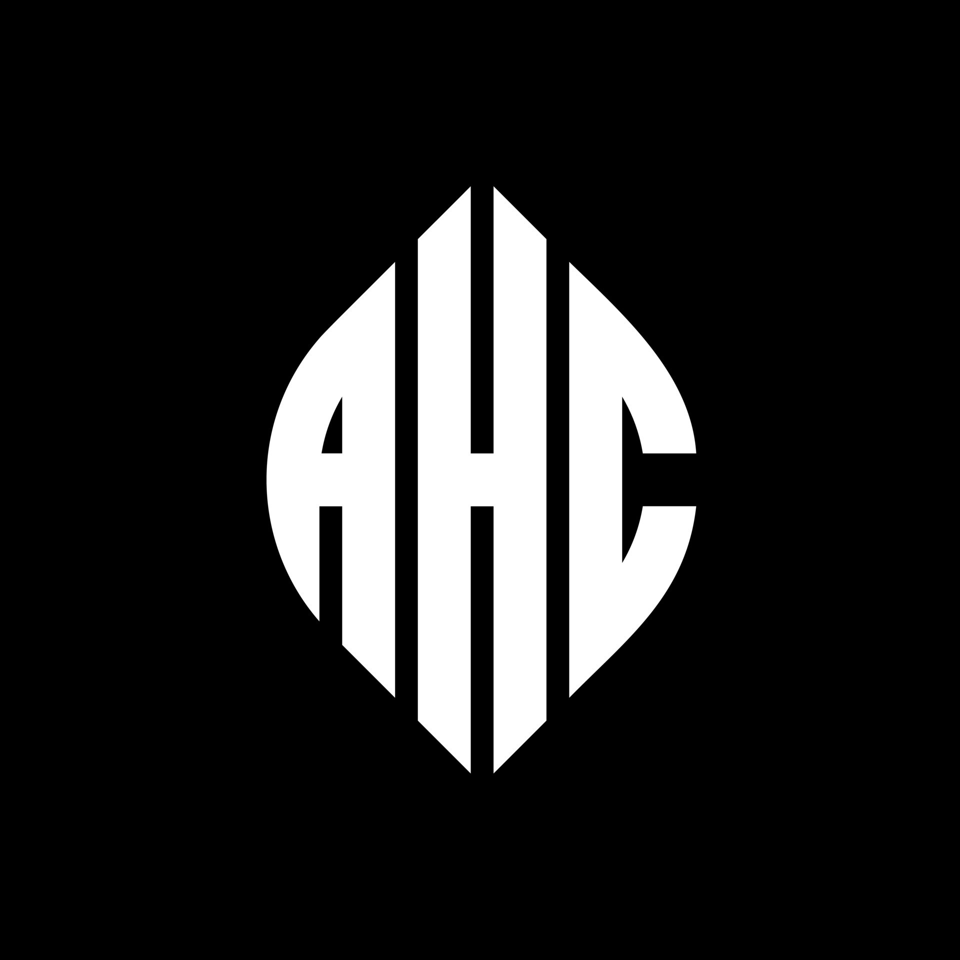 diseño de logotipo de letra de círculo ahc con forma de círculo y elipse. ahc letras elipses con ...