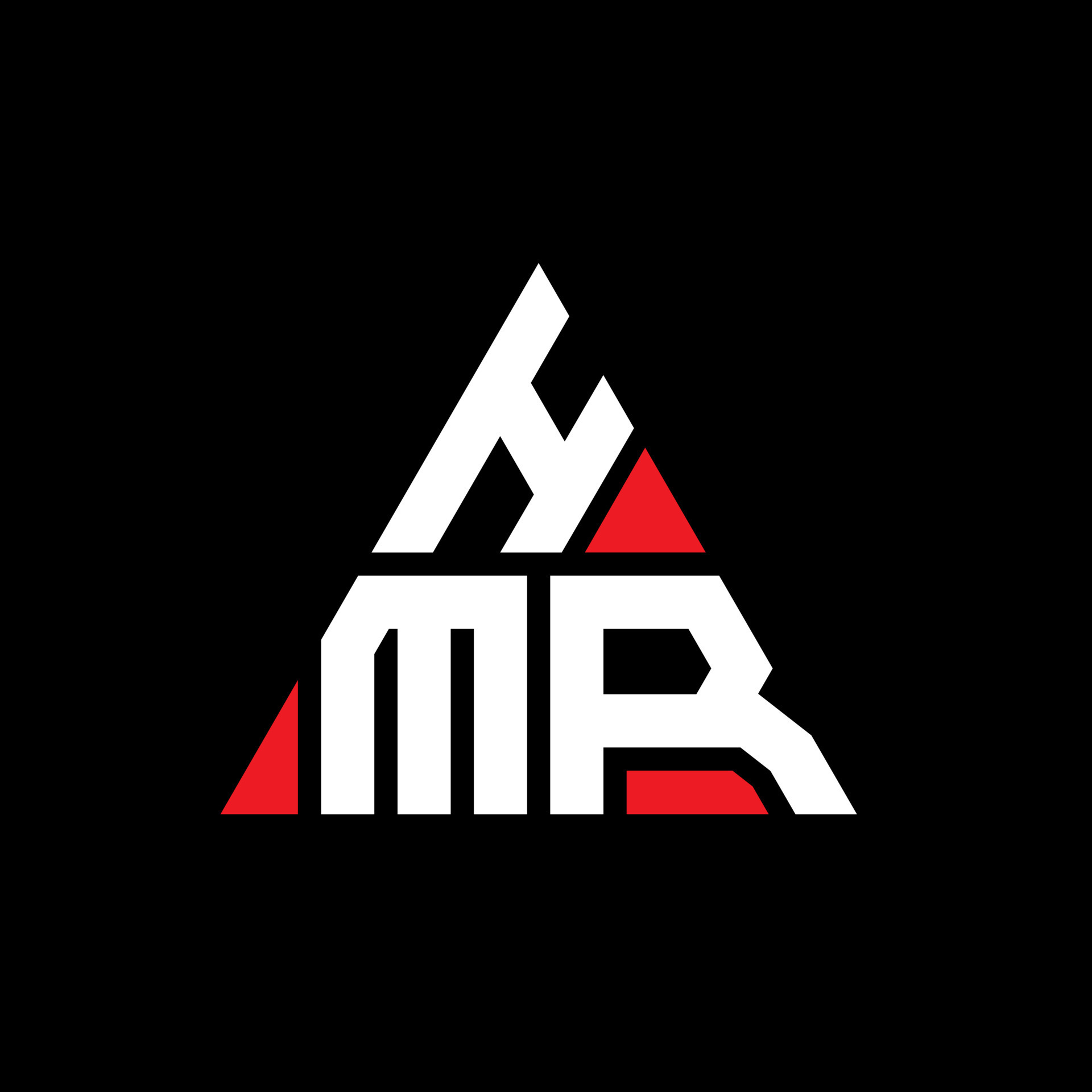 diseño de logotipo de letra de triángulo hmr con forma de triángulo. monograma de diseño de ...