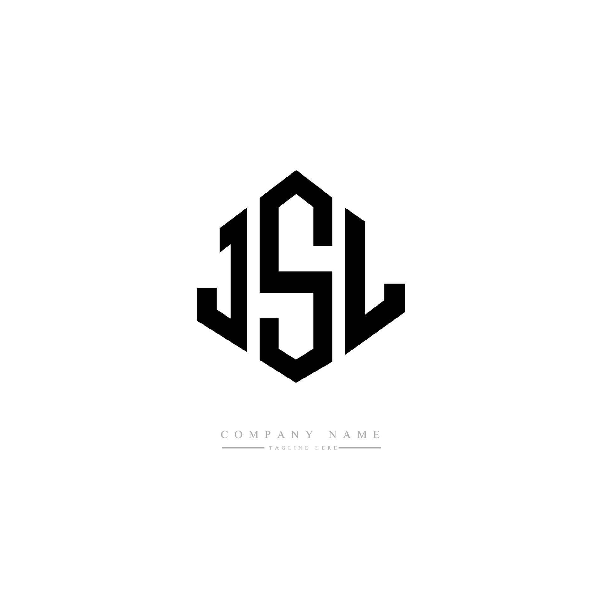 diseño de logotipo de letra jsl con forma de polígono. jsl polígono y diseño de logotipo en ...