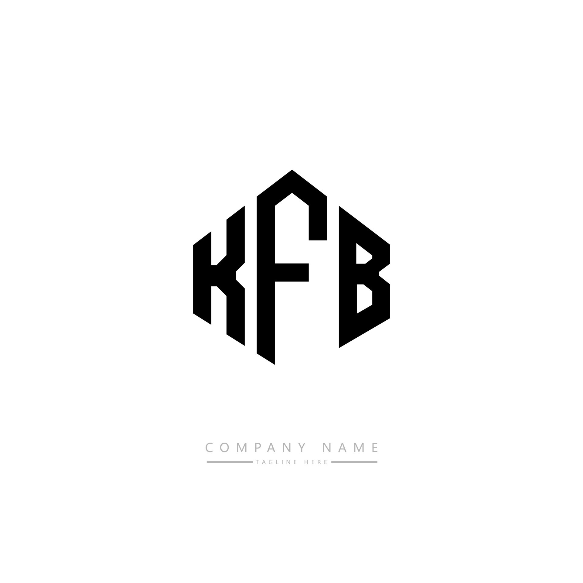 diseño de logotipo de letra kfb con forma de polígono. diseño de logotipo en forma de cubo y ...