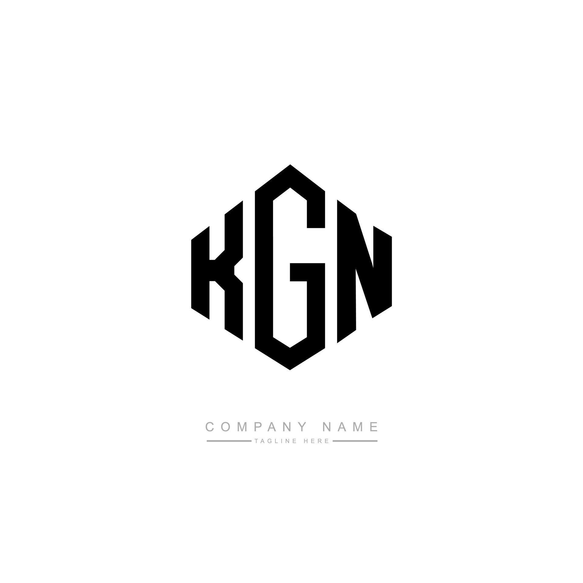 KGN letter logo design with polygon shape. KGN polygon and cube shape logo design. KGN hexagon ...