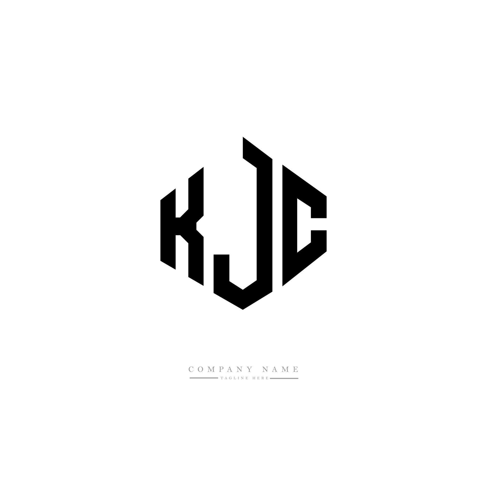 KJC letter logo design with polygon shape. KJC polygon and cube shape logo design. KJC hexagon ...