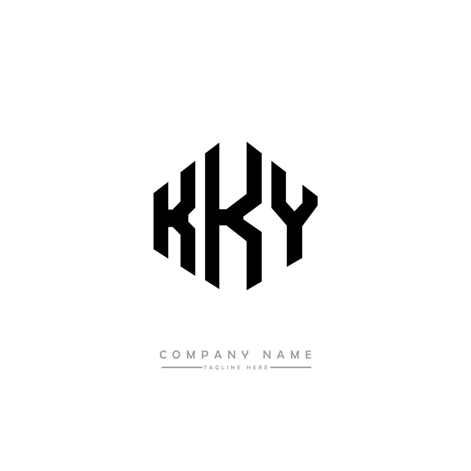 KKY letter logo design with polygon shape. KKY polygon and cube shape logo design. KKY hexagon ...