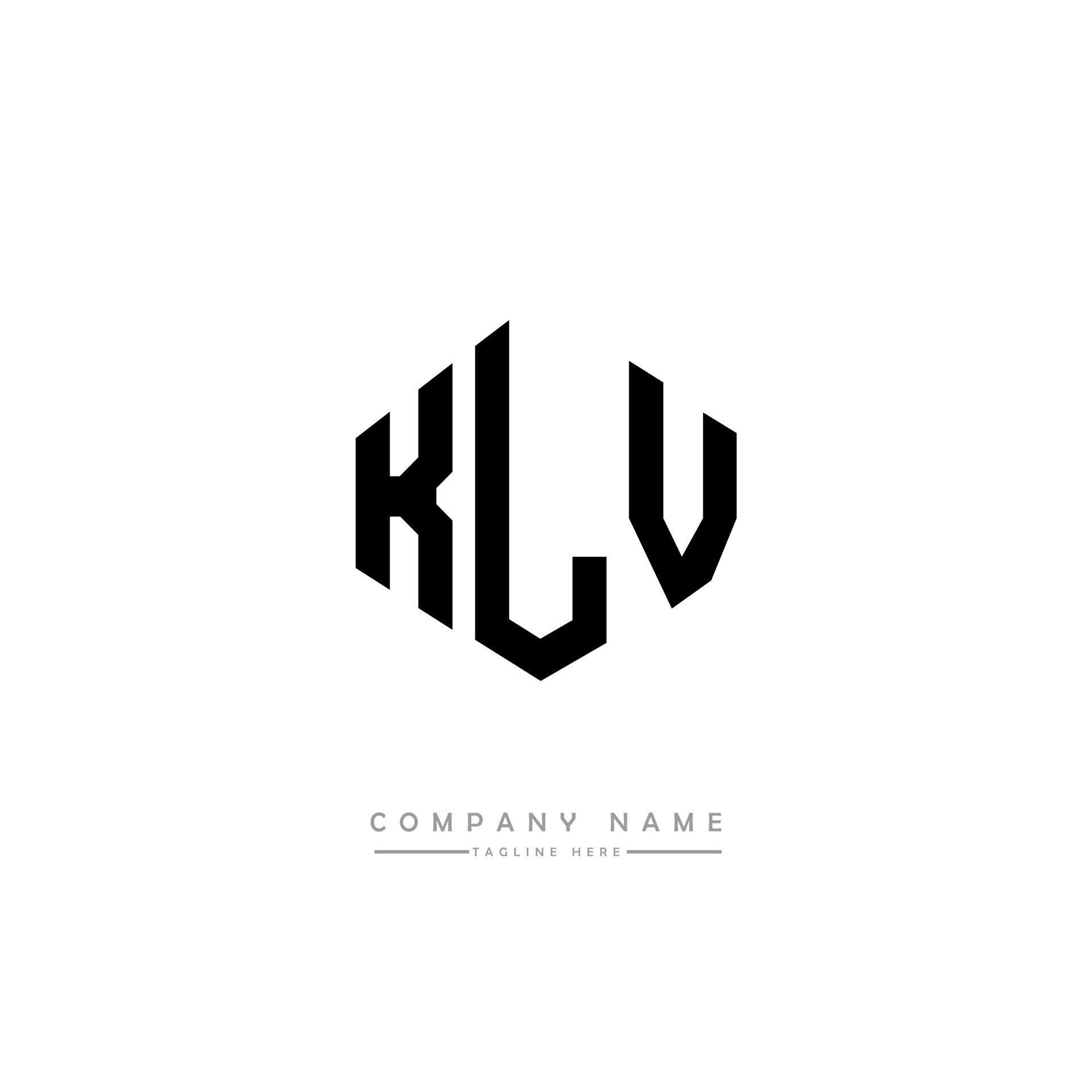 diseño de logotipo de letra klv con forma de polígono. diseño de logotipo en forma de cubo y ...