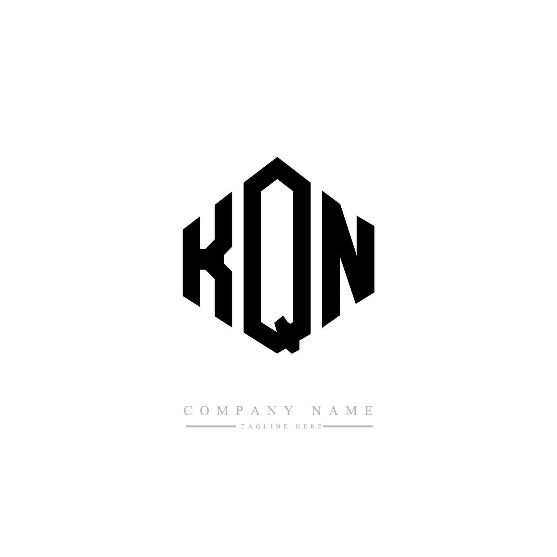 KQN letter logo design with polygon shape. KQN polygon and cube shape logo design. KQN hexagon ...