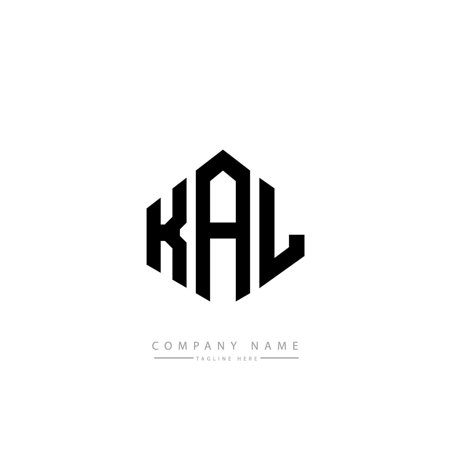 KAL letter logo design with polygon shape. KAL polygon and cube shape logo design. KAL hexagon ...