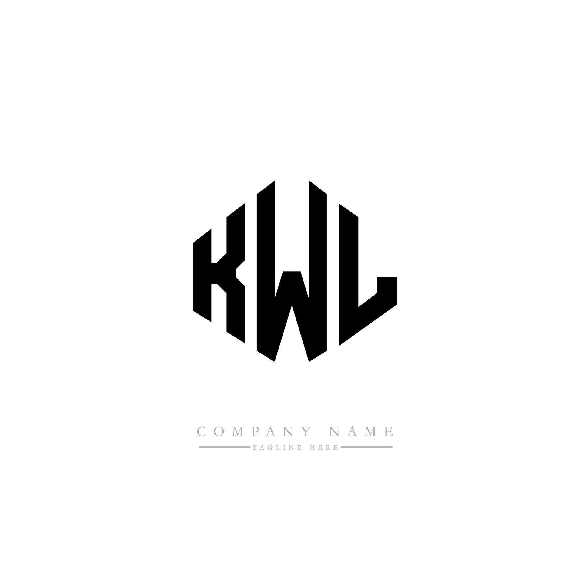 KWL letter logo design with polygon shape. KWL polygon and cube shape logo design. KWL hexagon ...