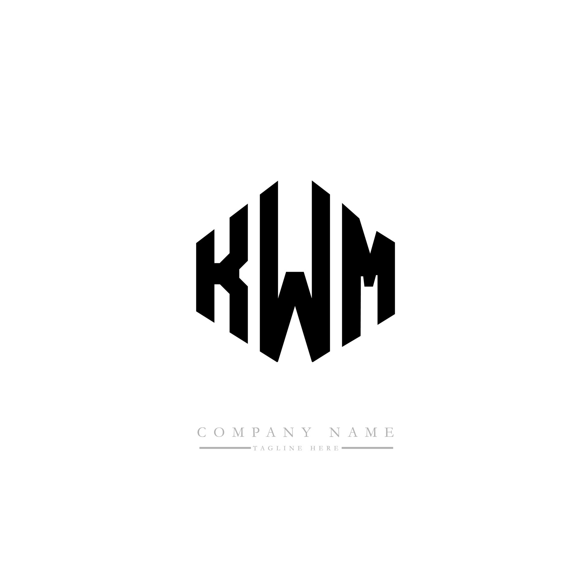 diseño de logotipo de letra kwm con forma de polígono. Diseño de logotipo en forma de cubo y ...