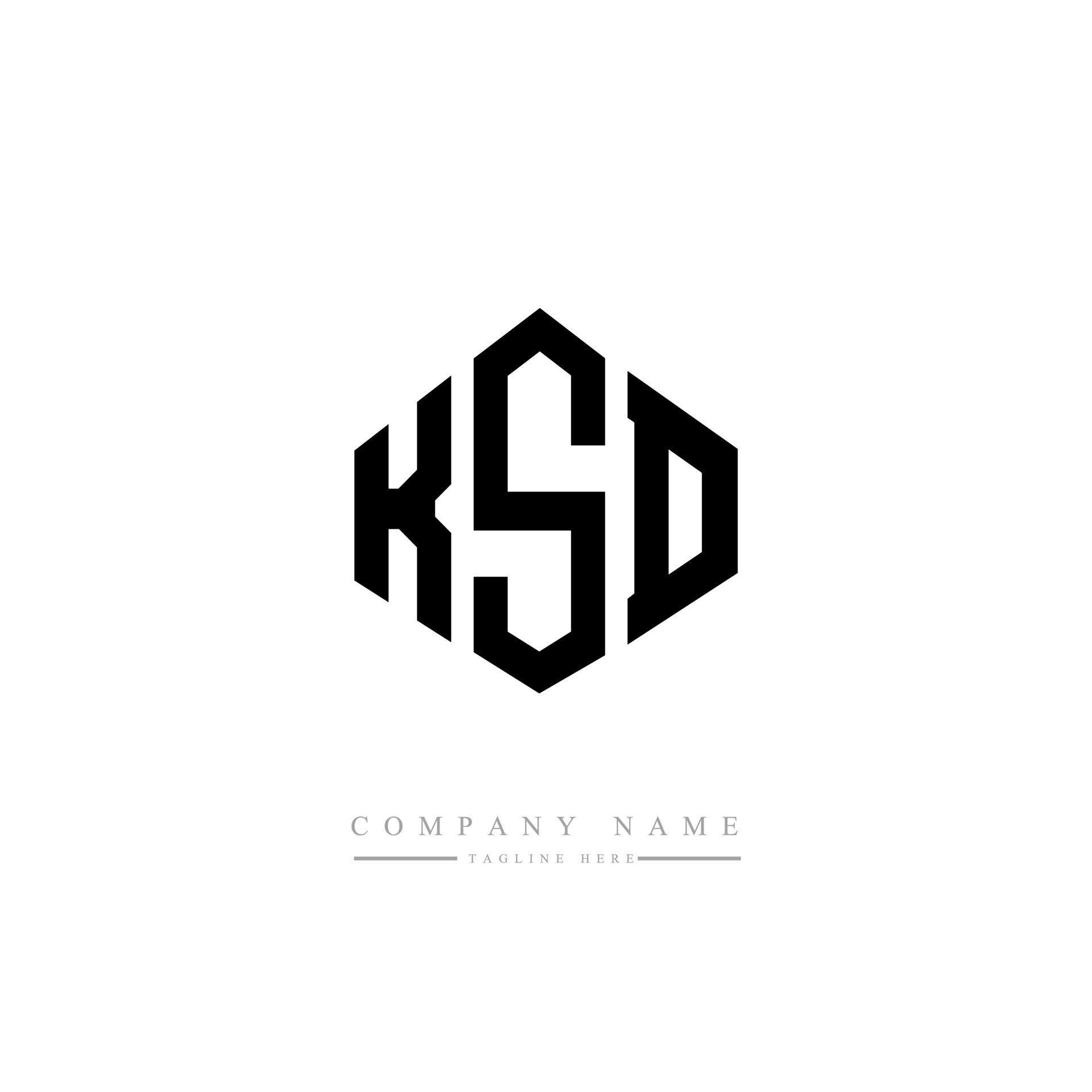 KSD letter logo design with polygon shape. KSD polygon and cube shape logo design. KSD hexagon ...