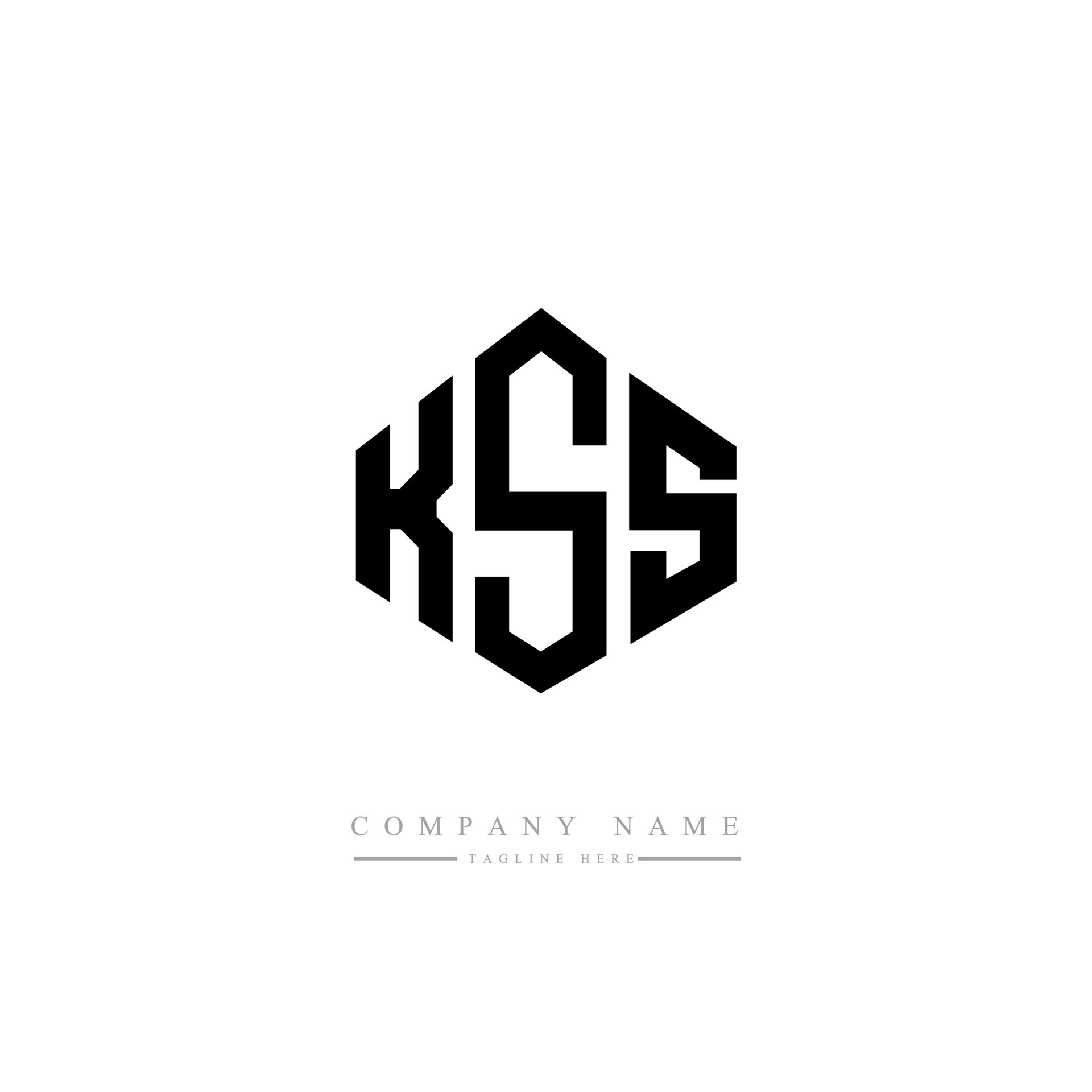 diseño de logotipo de letra kss con forma de polígono. diseño de logotipo en forma de cubo y ...