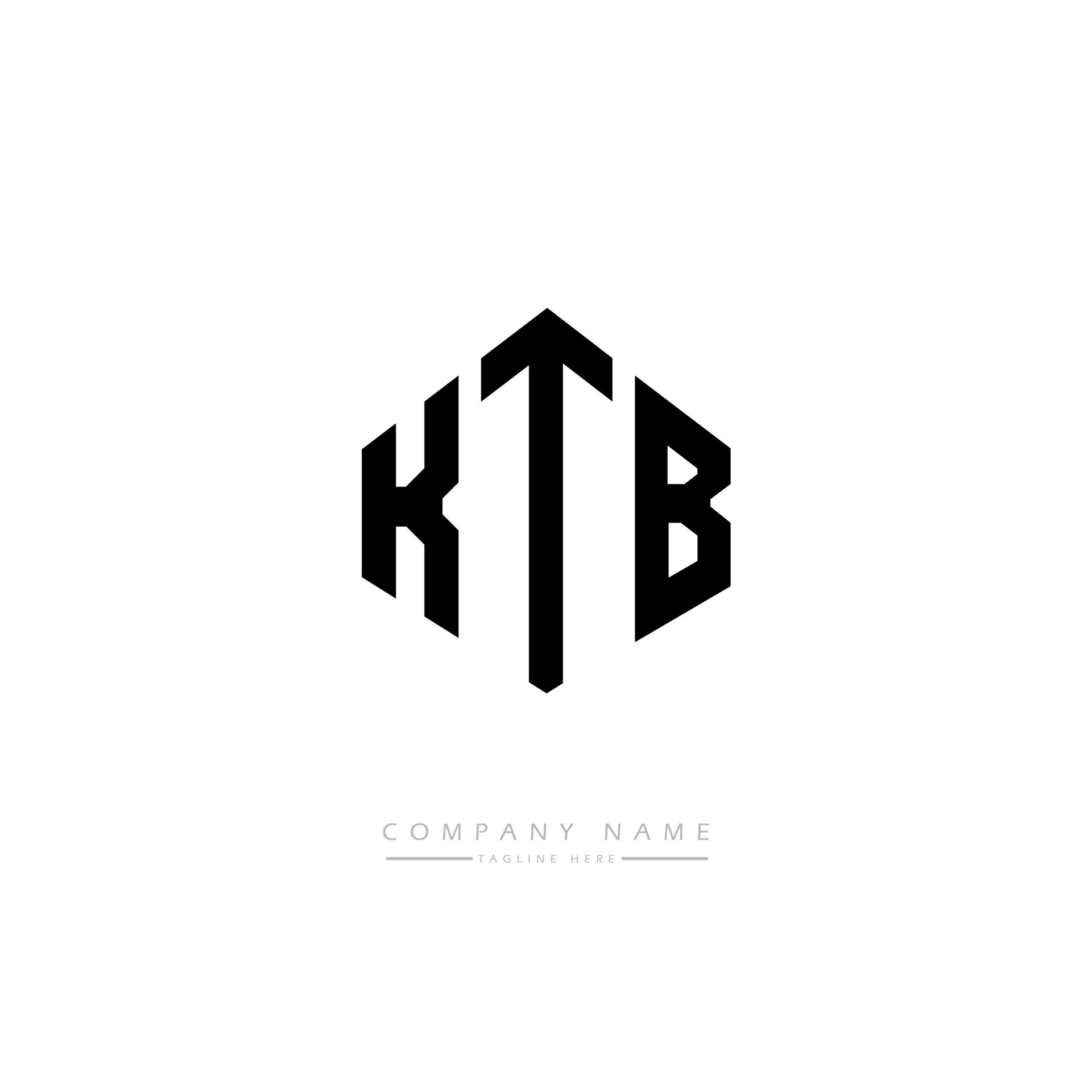 diseño de logotipo de letra ktb con forma de polígono. Diseño de logotipo en forma de cubo y ...