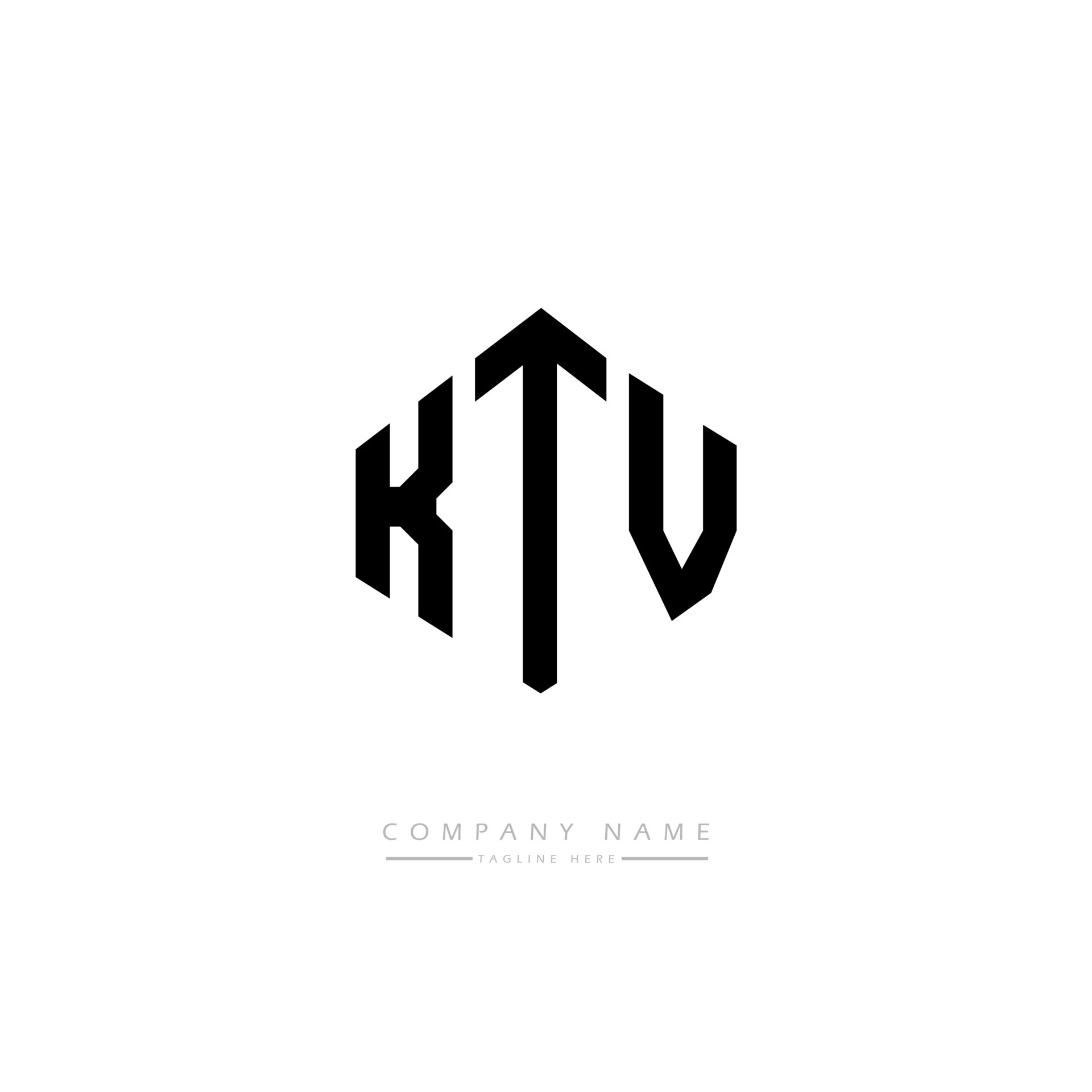 KTV letter logo design with polygon shape. KTV polygon and cube shape logo design. KTV hexagon ...