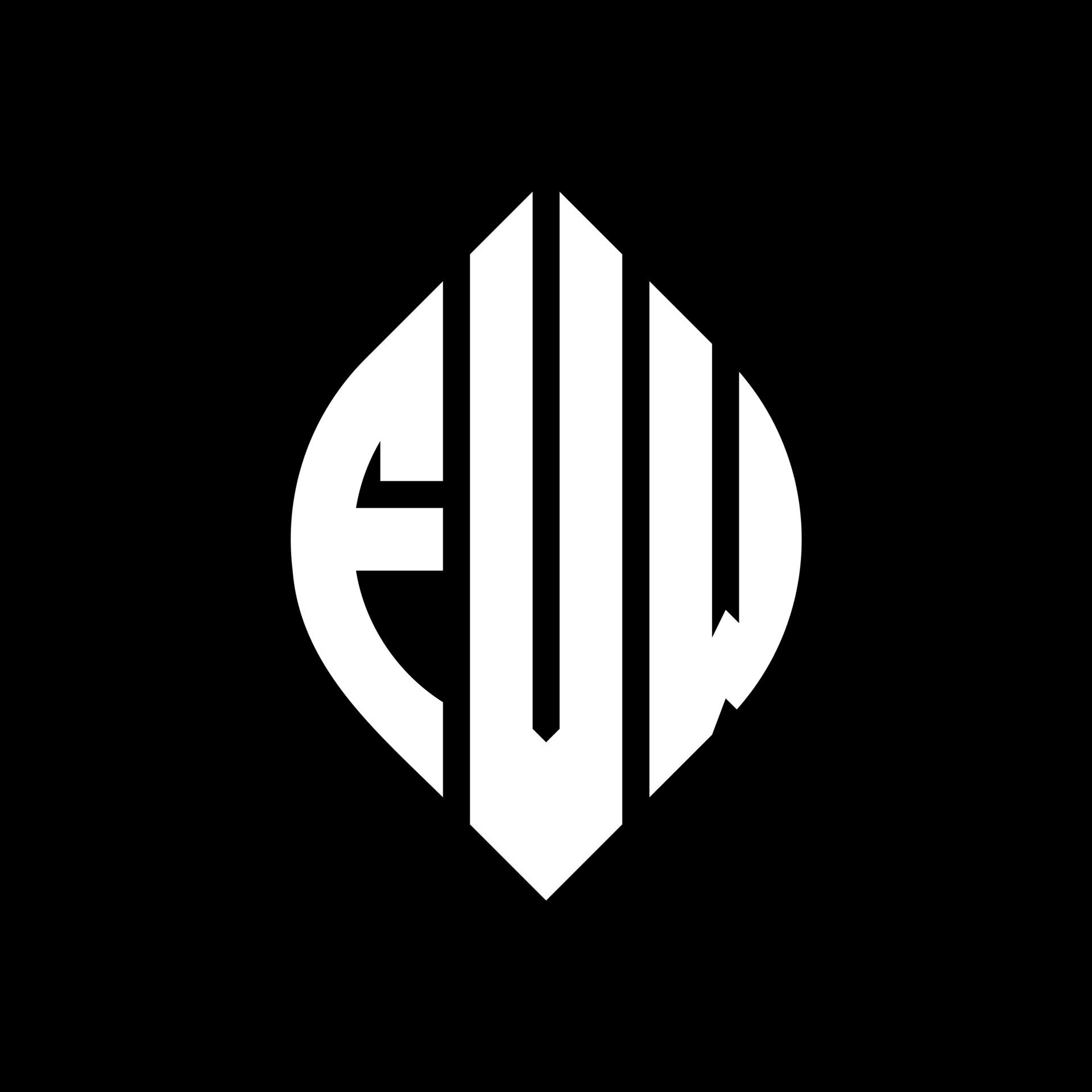 FVW circle letter logo design with circle and ellipse shape. FVW ellipse letters with ...