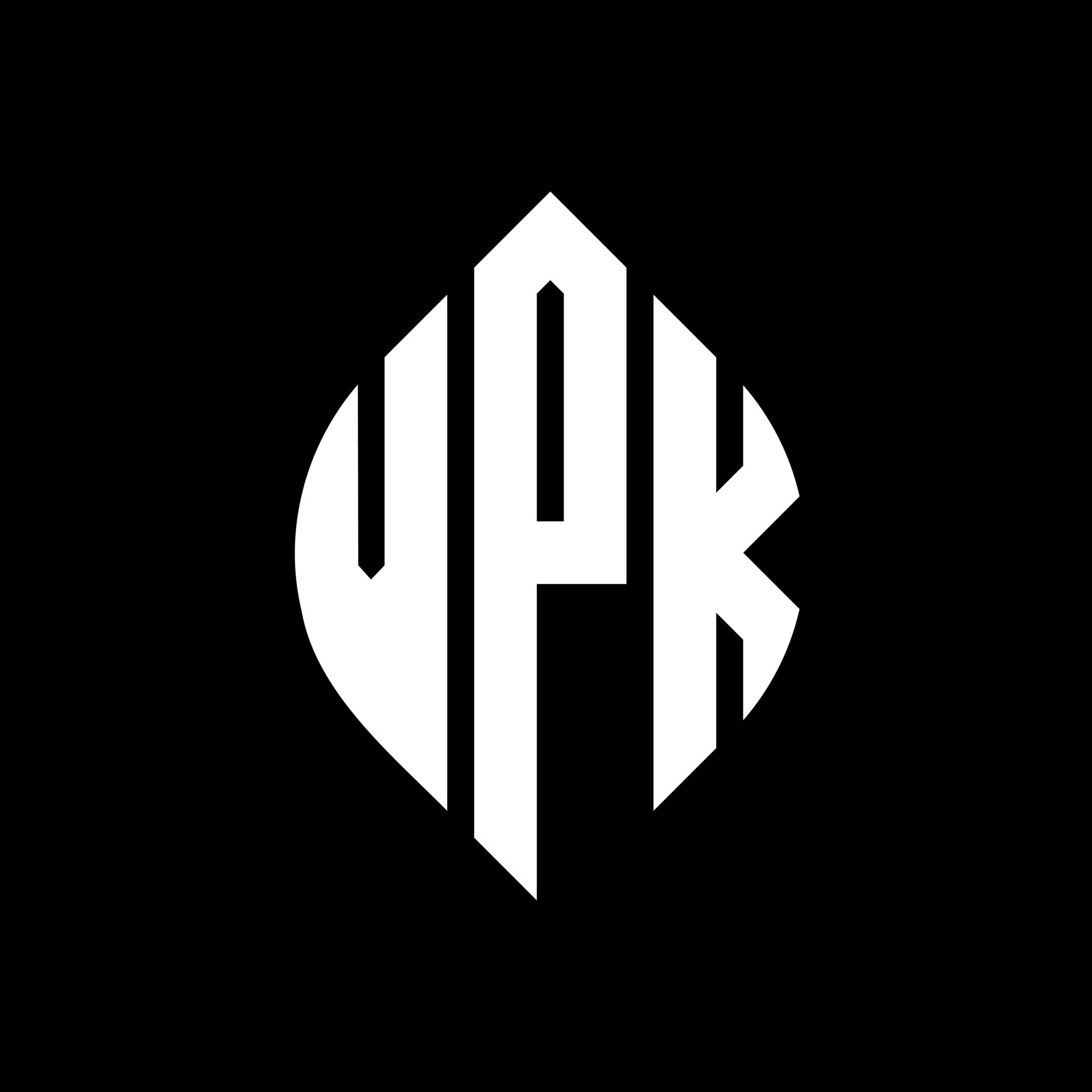 diseño de logotipo de letra de círculo vpk con forma de círculo y elipse. vpk letras elipses con ...