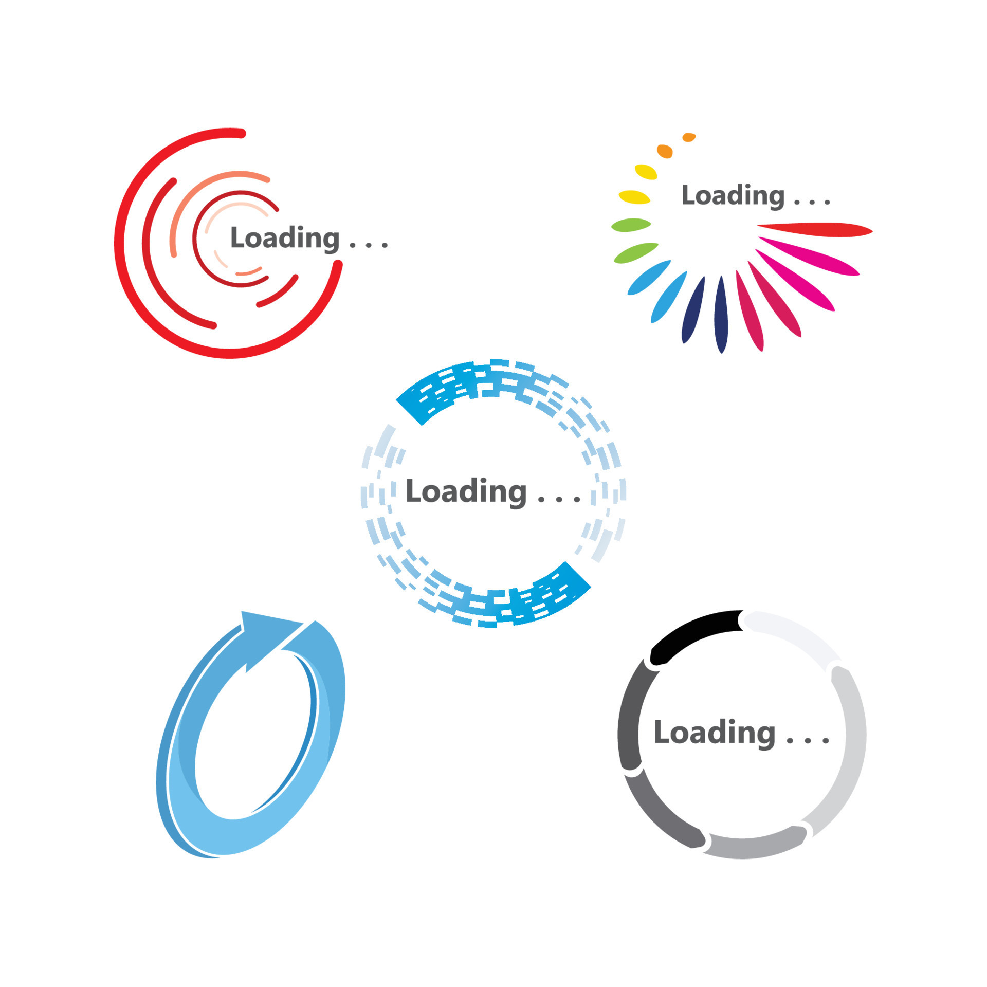 Striped Loading Circle Flat Style Icon Design Progress Upload Interface 9157160 Vector Art At