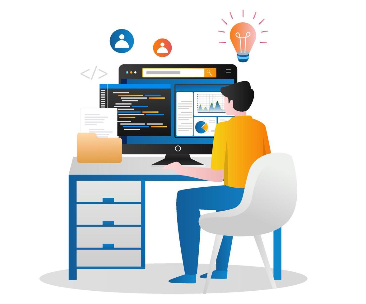 Man analyzing programming language data 9160151 Vector Art at Vecteezy Man analyzing programming language data 9160151 Vector Art at Vecteezy