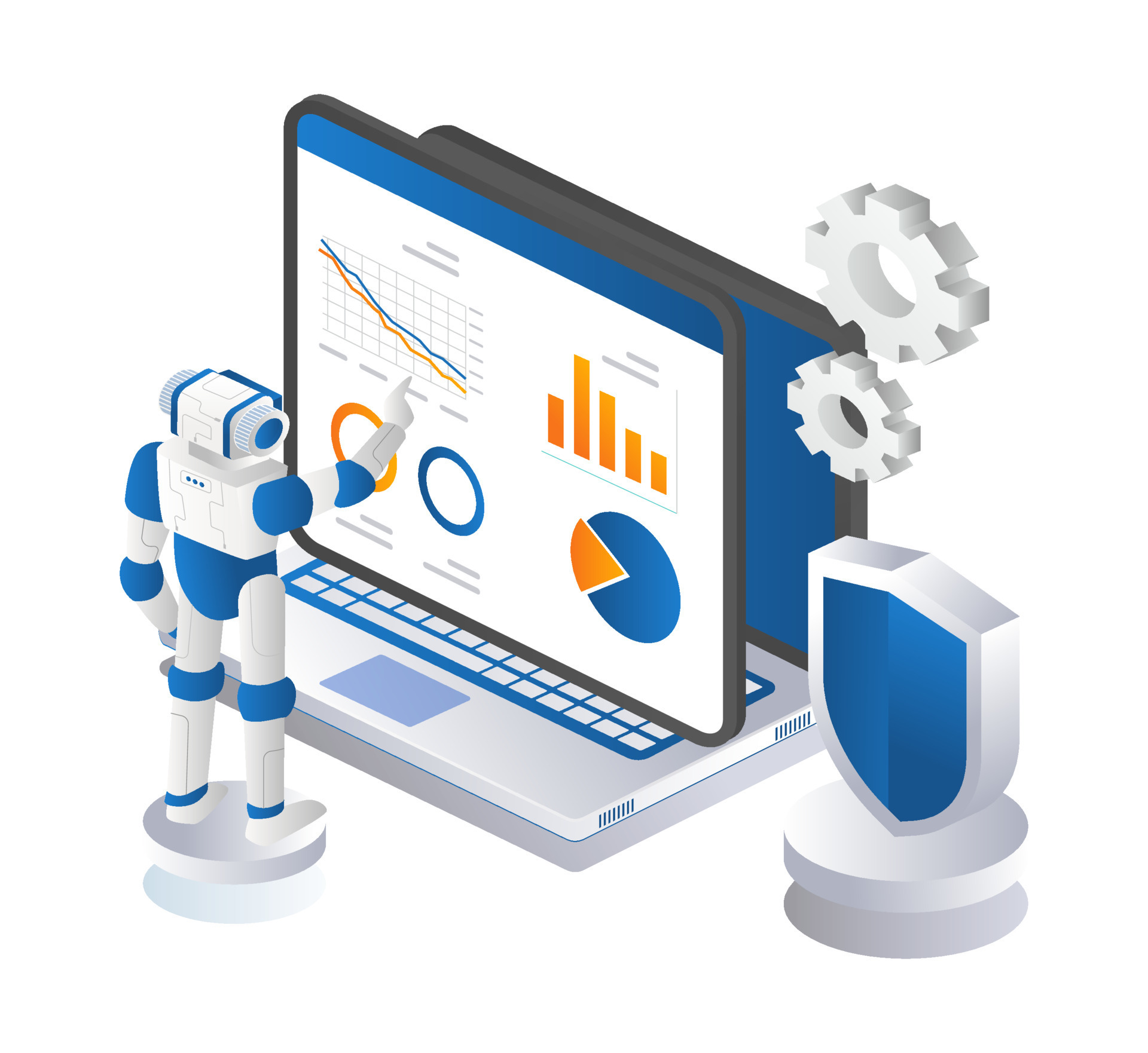 Robot is analyzing data security 9160181 Vector Art at Vecteezy Robot is analyzing data security 9160181 Vector Art at Vecteezy