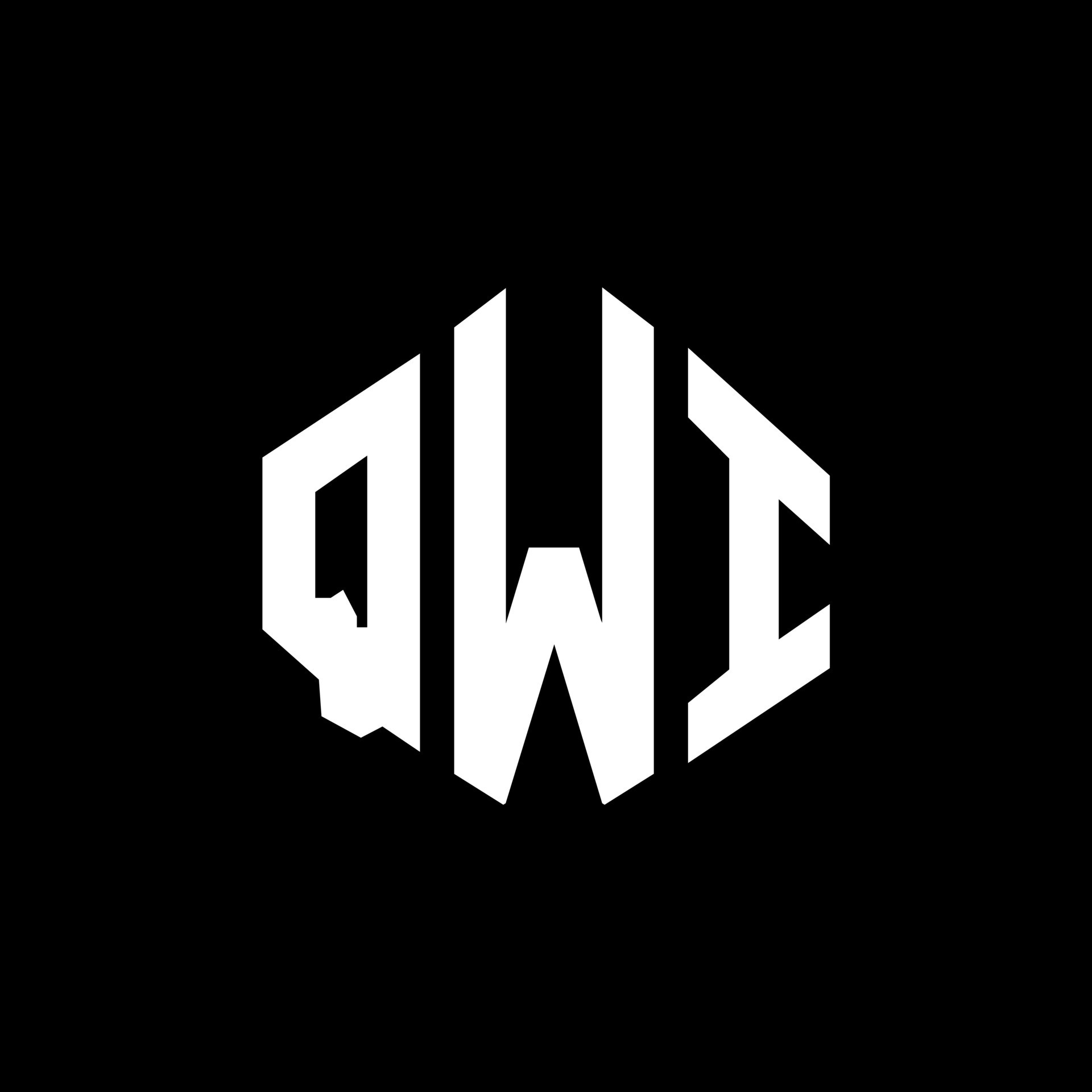 QWI letter logo design with polygon shape. QWI polygon and cube shape logo design. QWI hexagon ...