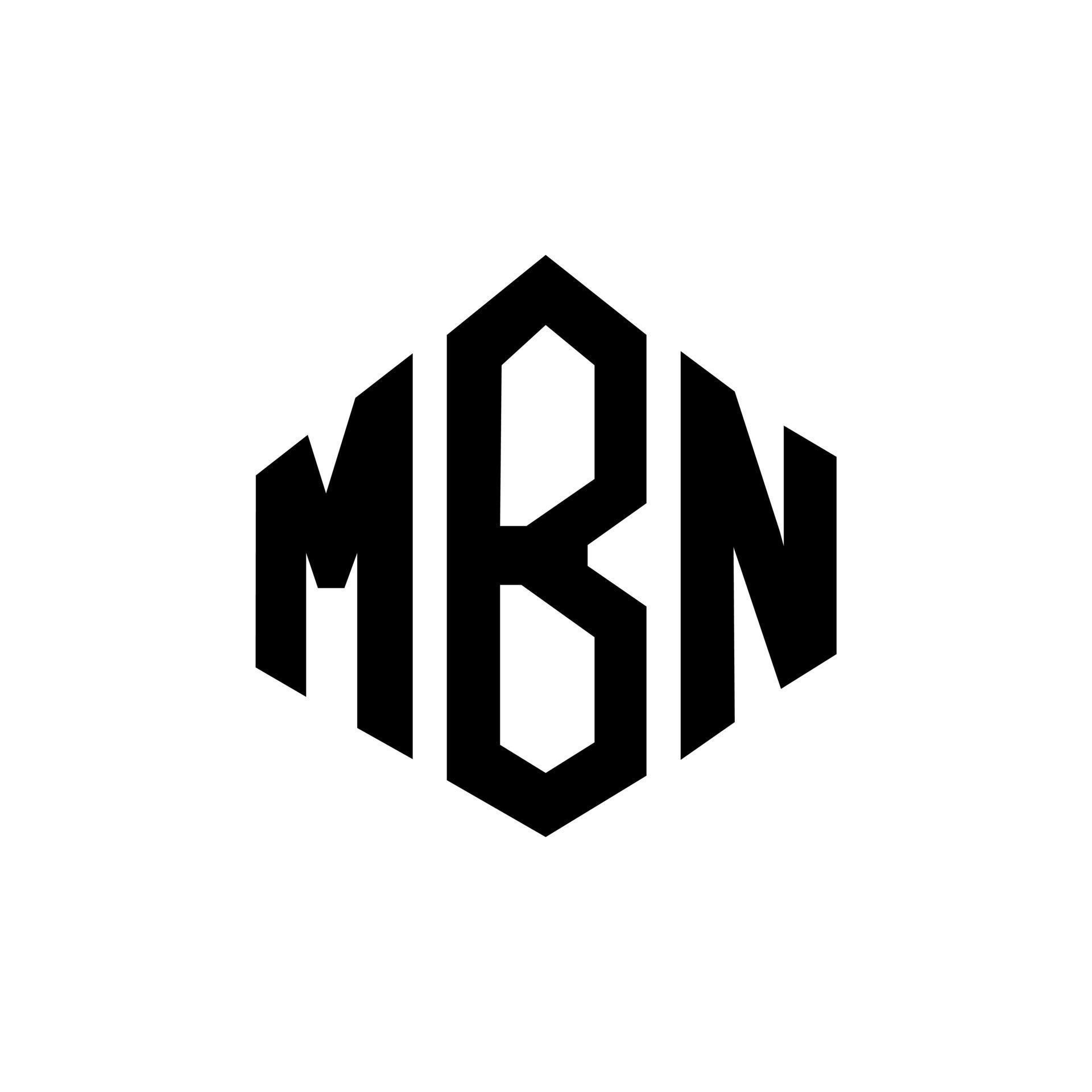 MBN letter logo design with polygon shape. MBN polygon and cube shape logo design. MBN hexagon ...