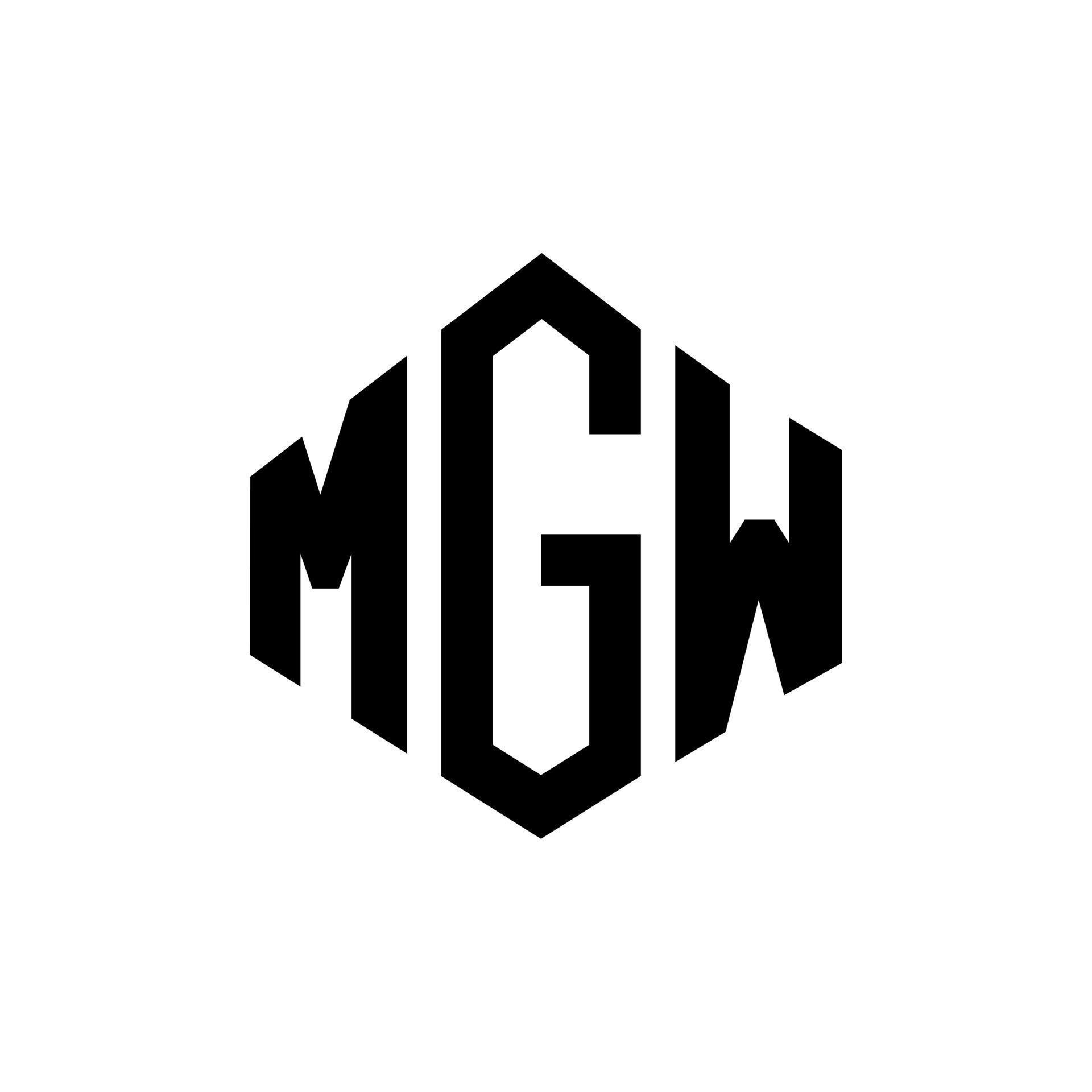 MGW letter logo design with polygon shape. MGW polygon and cube shape logo design. MGW hexagon ...