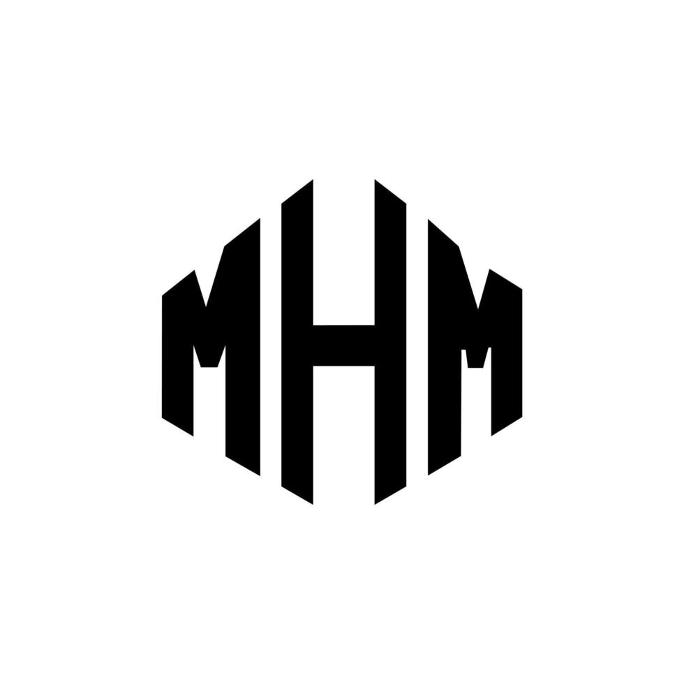 diseño de logotipo de letra mhm con forma de polígono. diseño de logotipo en forma de cubo y ...