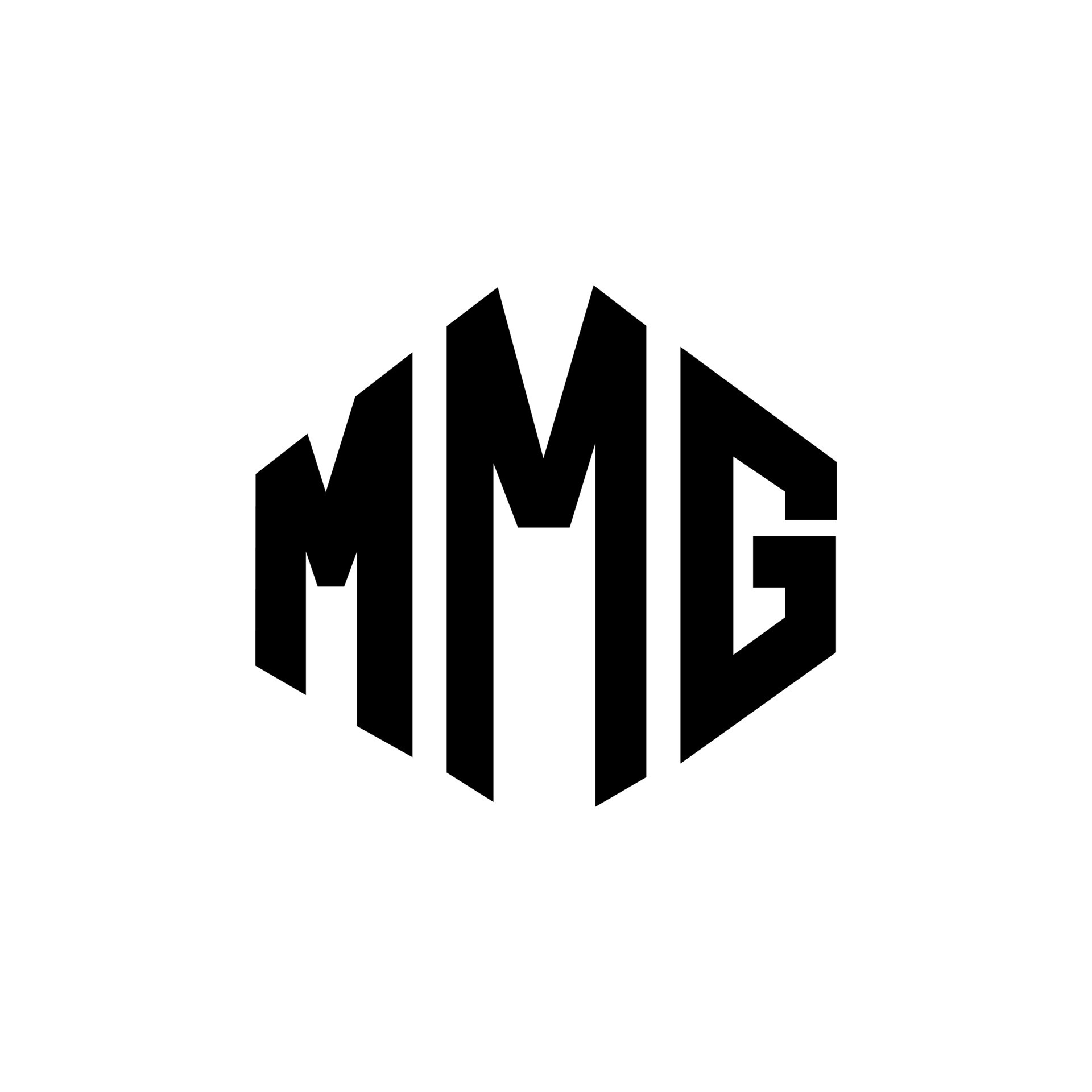 MMG letter logo design with polygon shape. MMG polygon and cube shape logo design. MMG hexagon ...