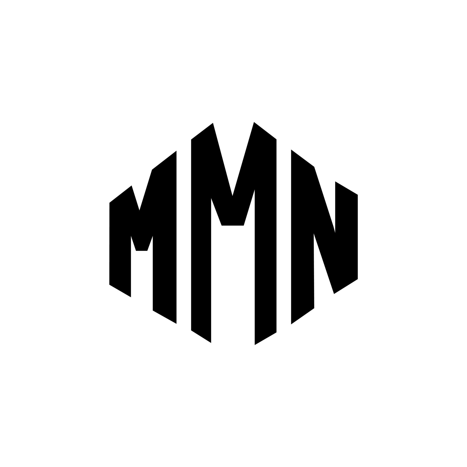 diseño de logotipo de letra mmn con forma de polígono. diseño de logotipo en forma de cubo y ...