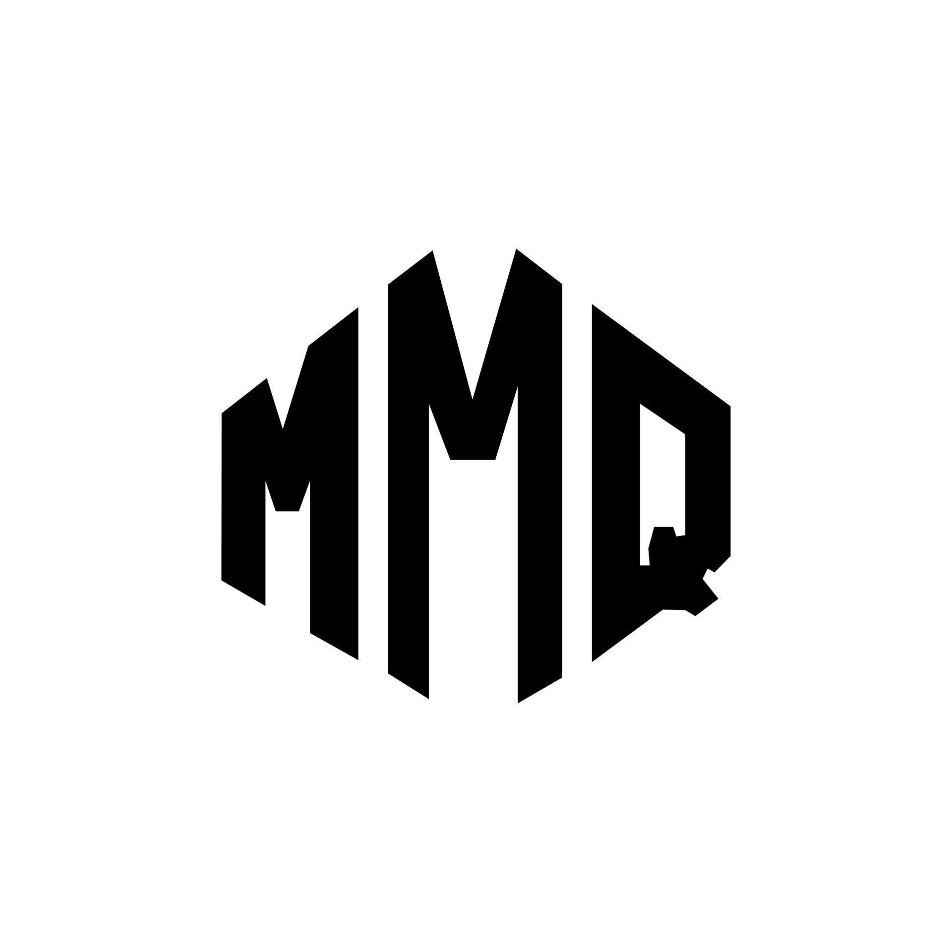 diseño de logotipo de letra mmq con forma de polígono. Diseño de logotipo en forma de cubo y ...