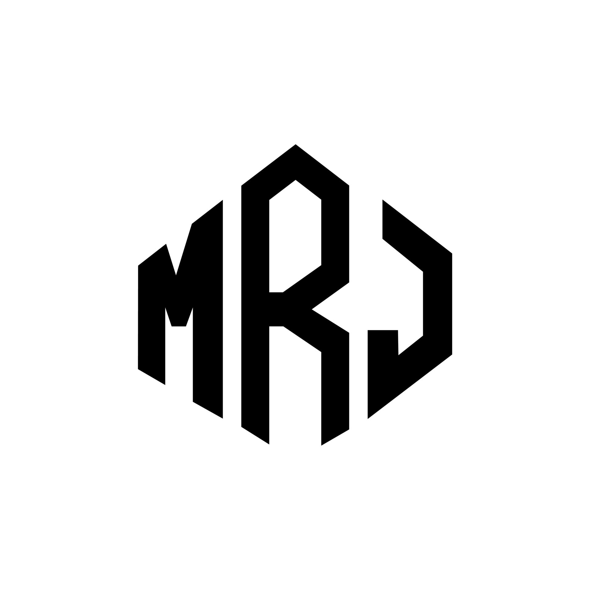diseño de logotipo de letra mrj con forma de polígono. mrj polígono y diseño de logotipo en ...