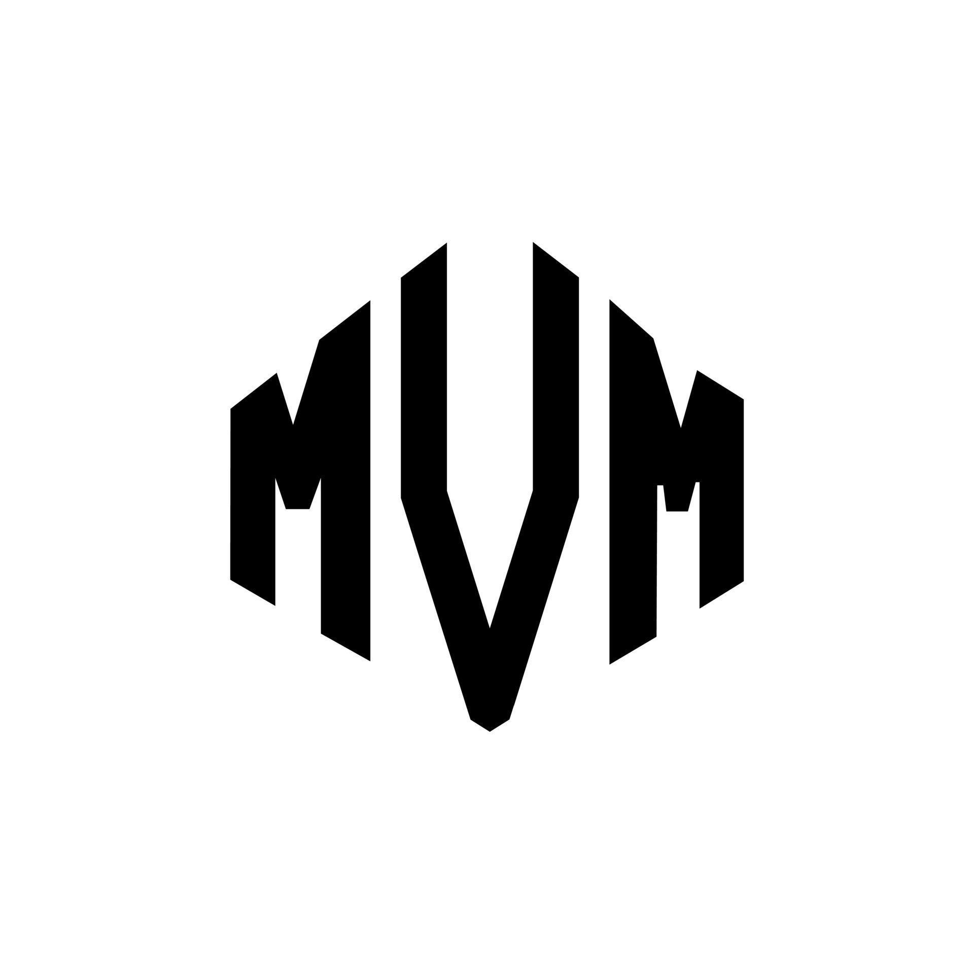 diseño de logotipo de letra mvm con forma de polígono. Diseño de logotipo en forma de cubo y ...