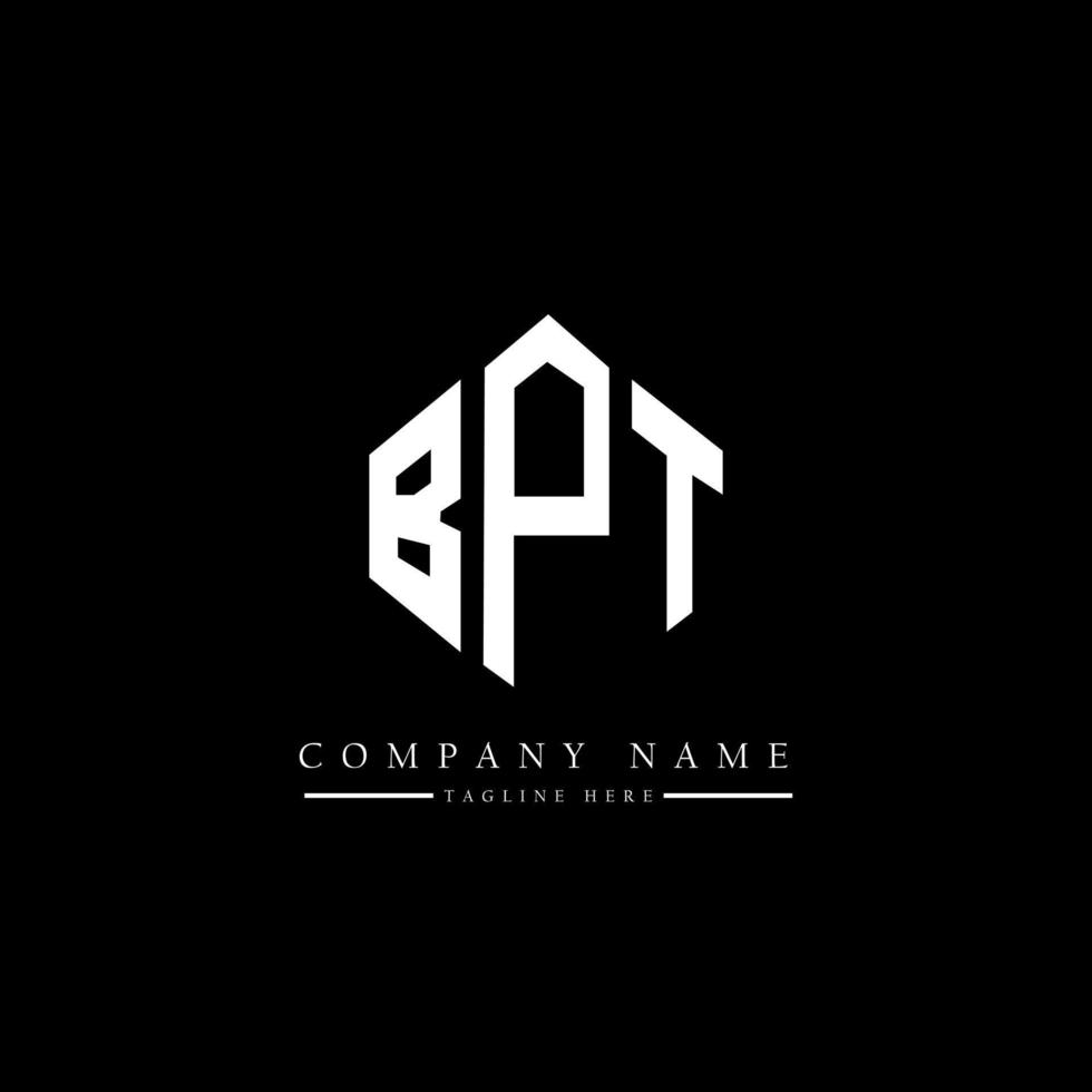 diseño de logotipo de letra bpt con forma de polígono. diseño de logotipo de forma de cubo y ...