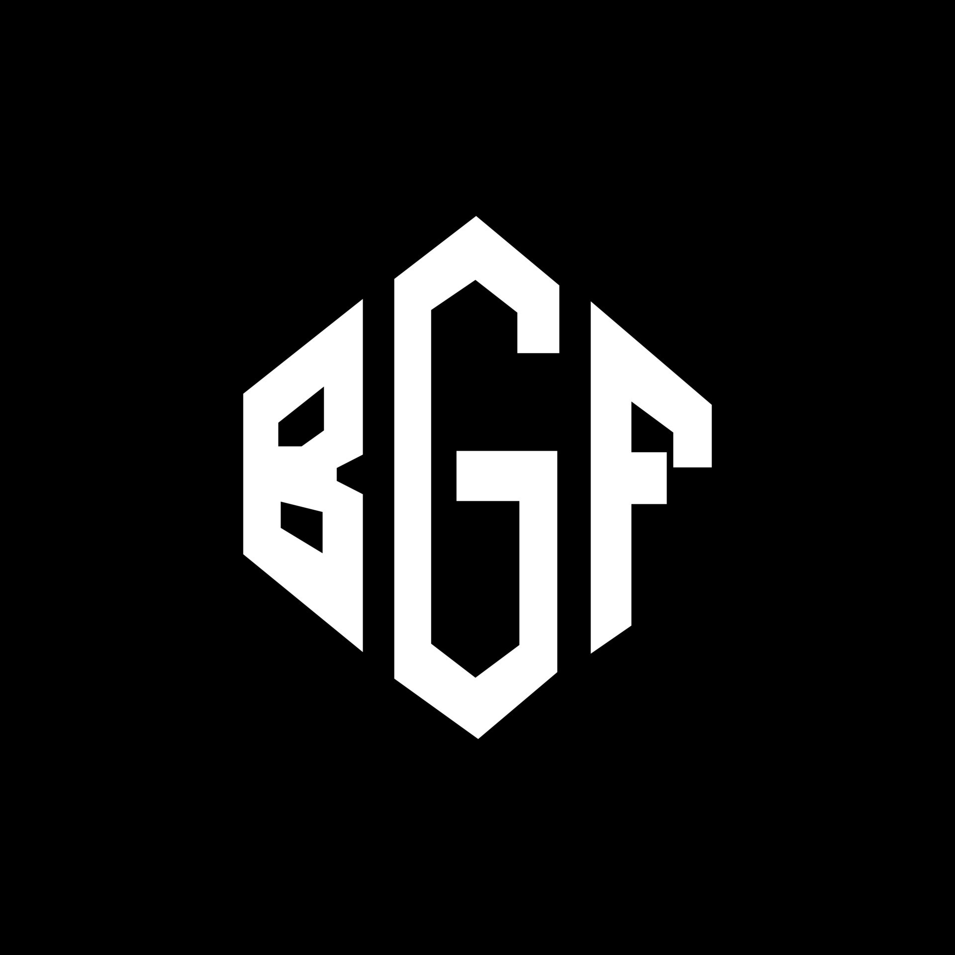 BGF letter logo design with polygon shape. BGF polygon and cube shape logo design. BGF hexagon ...