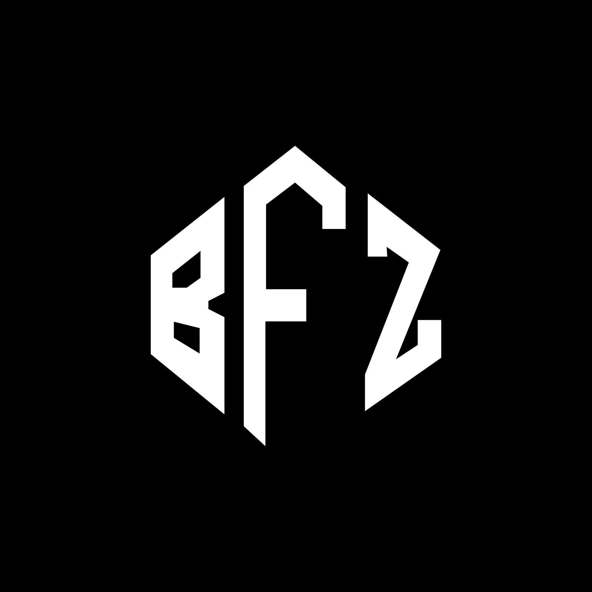 diseño de logotipo de letra bfz con forma de polígono. diseño de logotipo de forma de cubo y ...