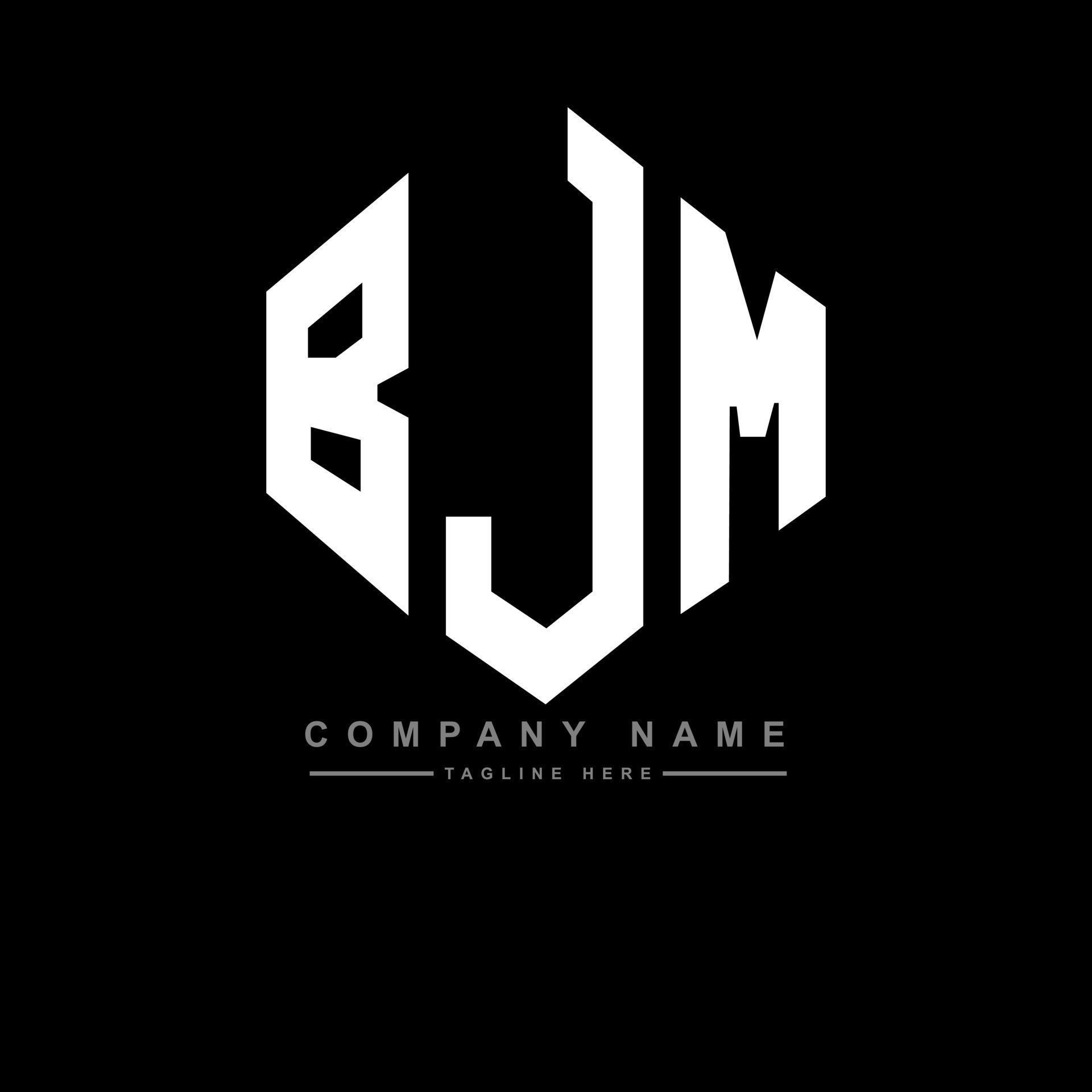 diseño de logotipo de letra bjm con forma de polígono. diseño de logotipo en forma de cubo y ...