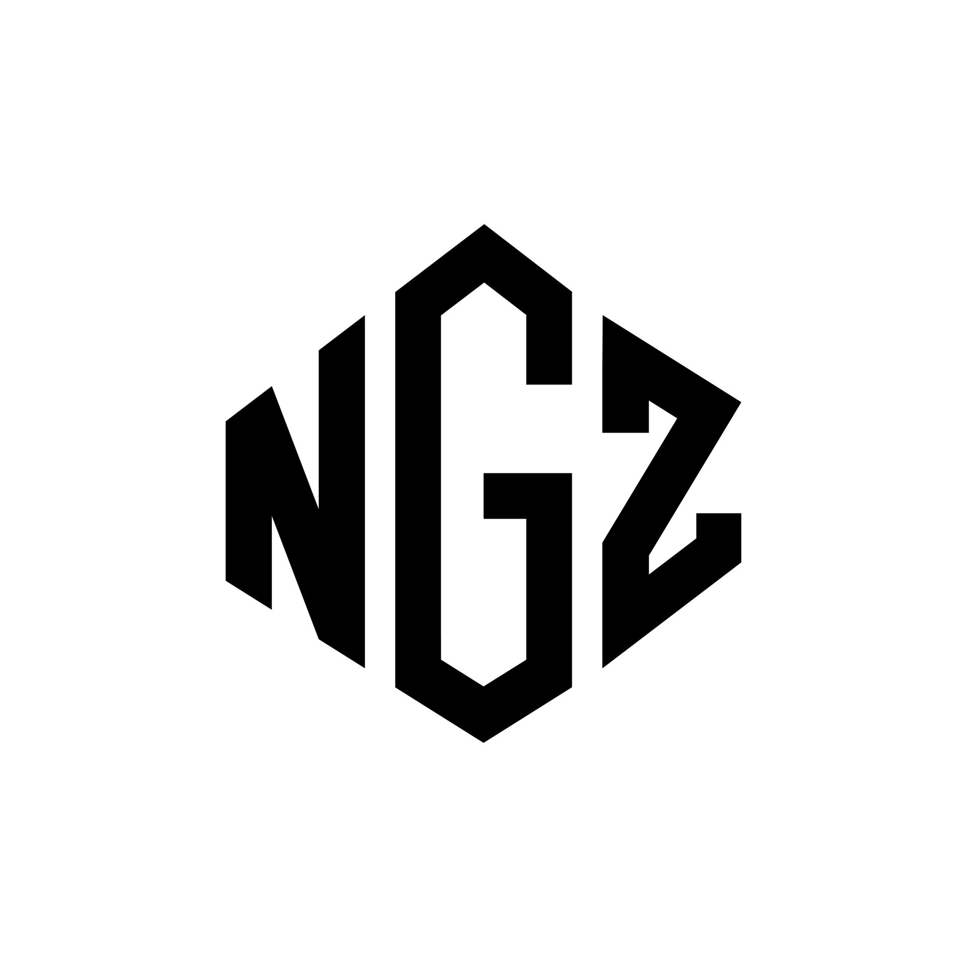 diseño de logotipo de letra ngz con forma de polígono. diseño de logotipo en forma de cubo y ...