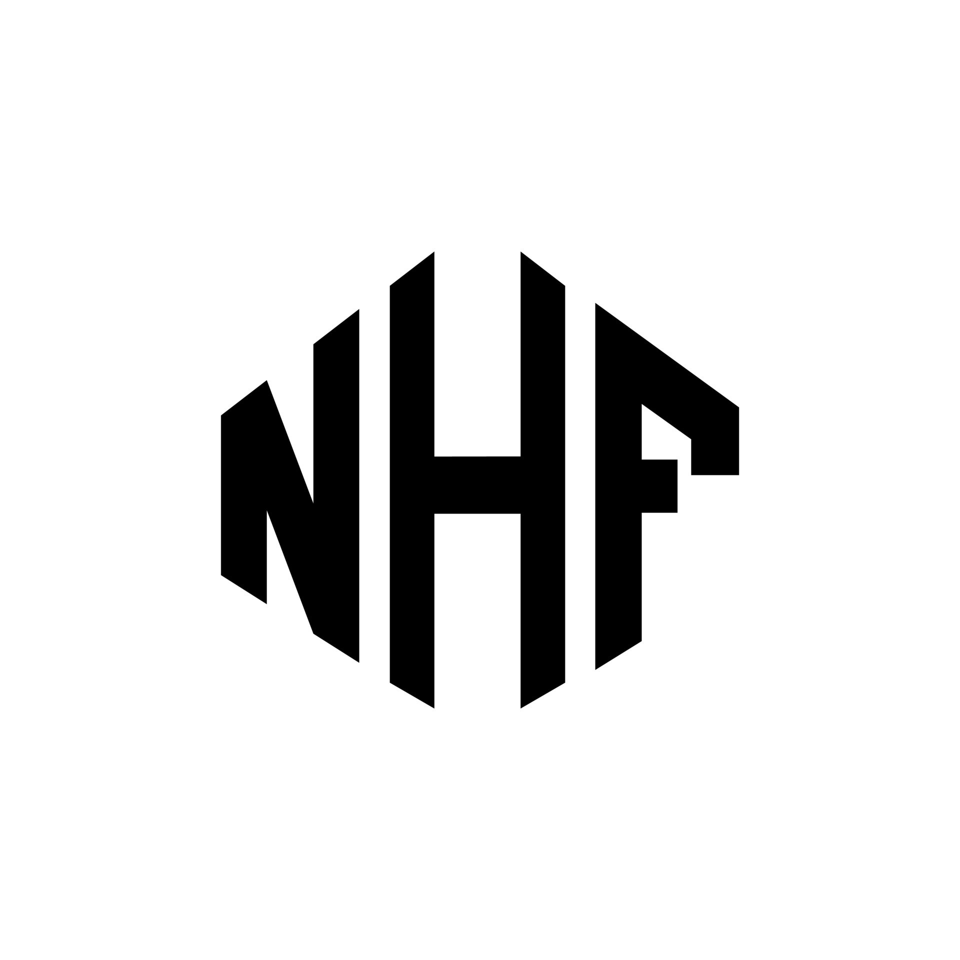 diseño de logotipo de letra nhf con forma de polígono. Diseño de logotipo en forma de cubo y ...