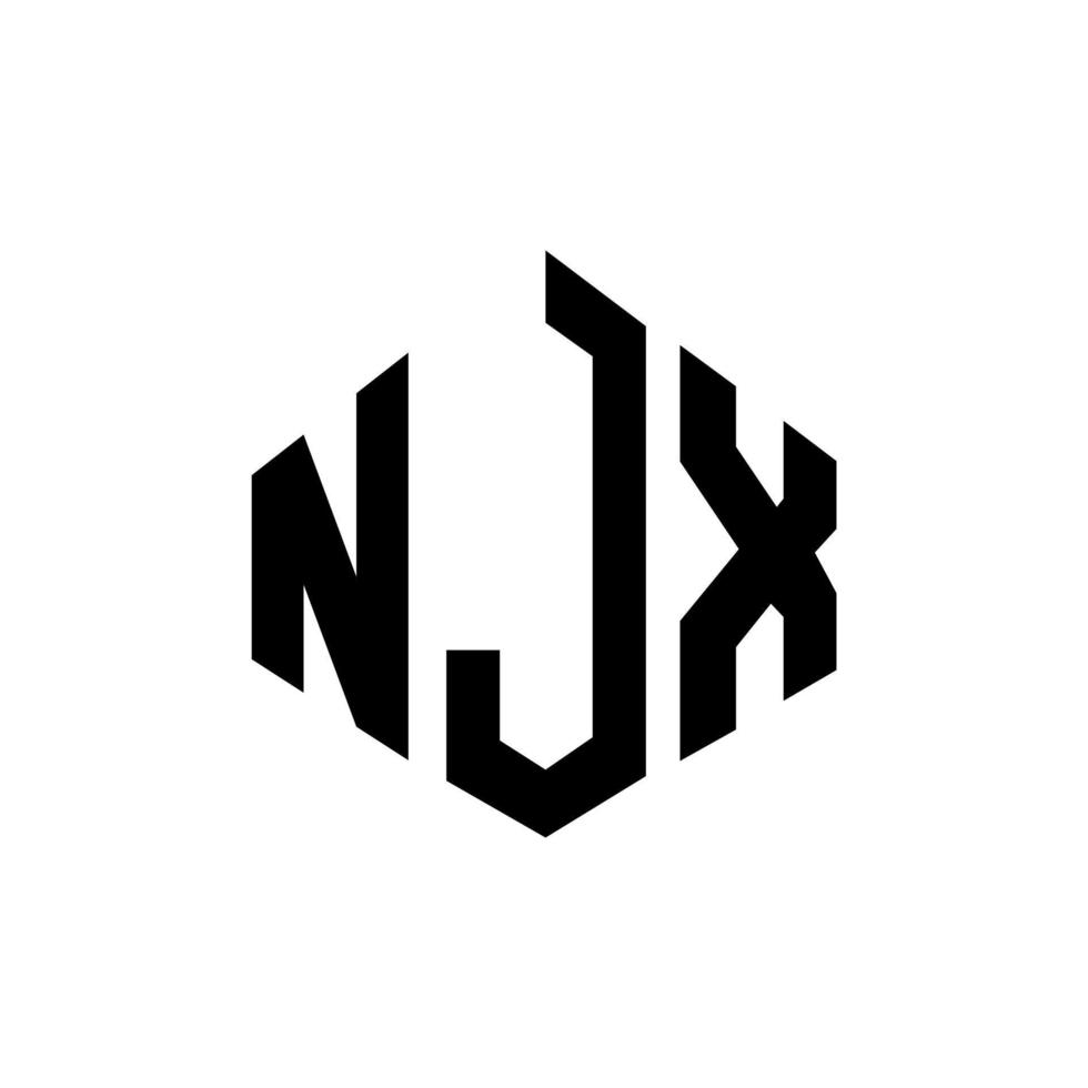 Diseño de logotipo de letra njx con forma de polígono. Diseño de logotipo en forma de cubo y ...