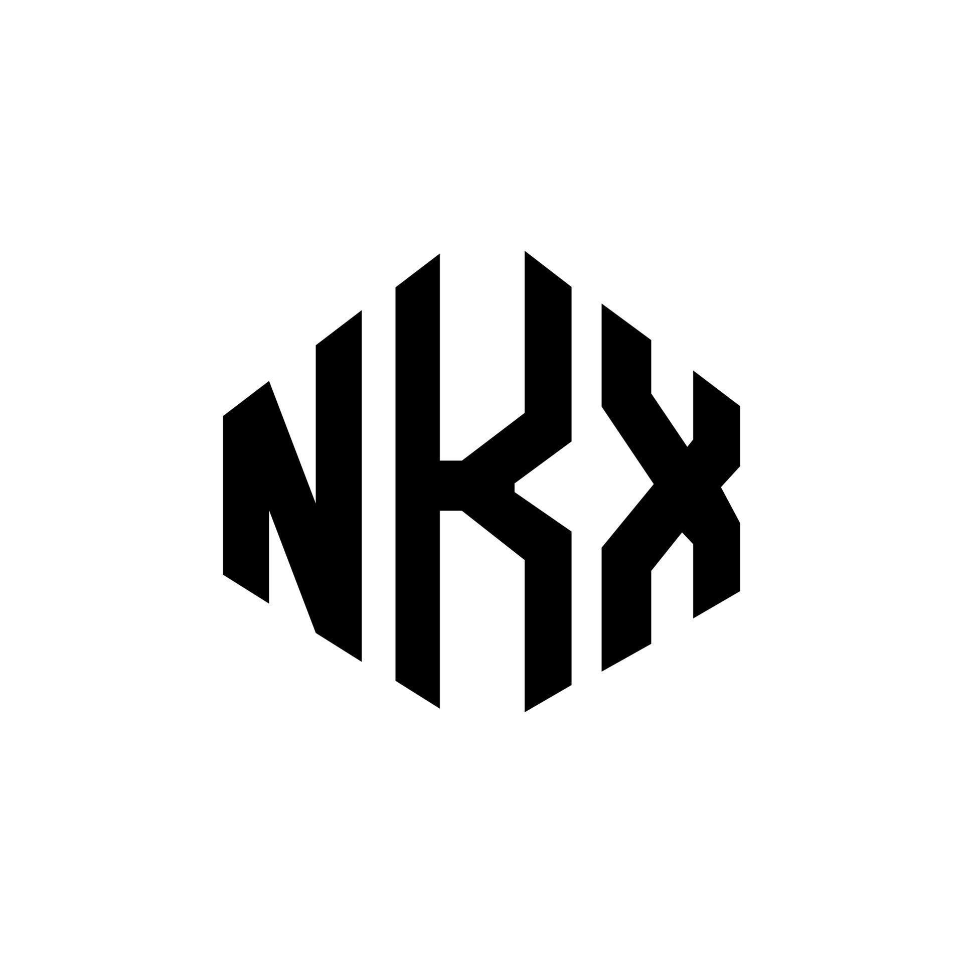 Diseño de logotipo de letra nkx con forma de polígono. Diseño de logotipo en forma de cubo y ...
